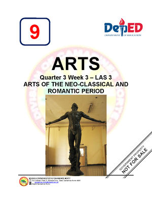 ARTS 9 Q3 LAS WEEK 1 - Learning activity module. - ARTS Quarter 3 Week ...