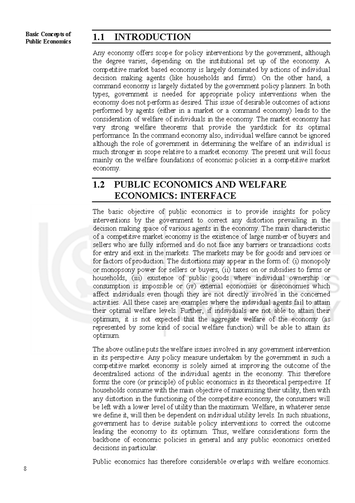 Unit 1mec pub eco - IGNOU study material - Basic Concepts of Public Economics 1 INTRODUCTION Any ...