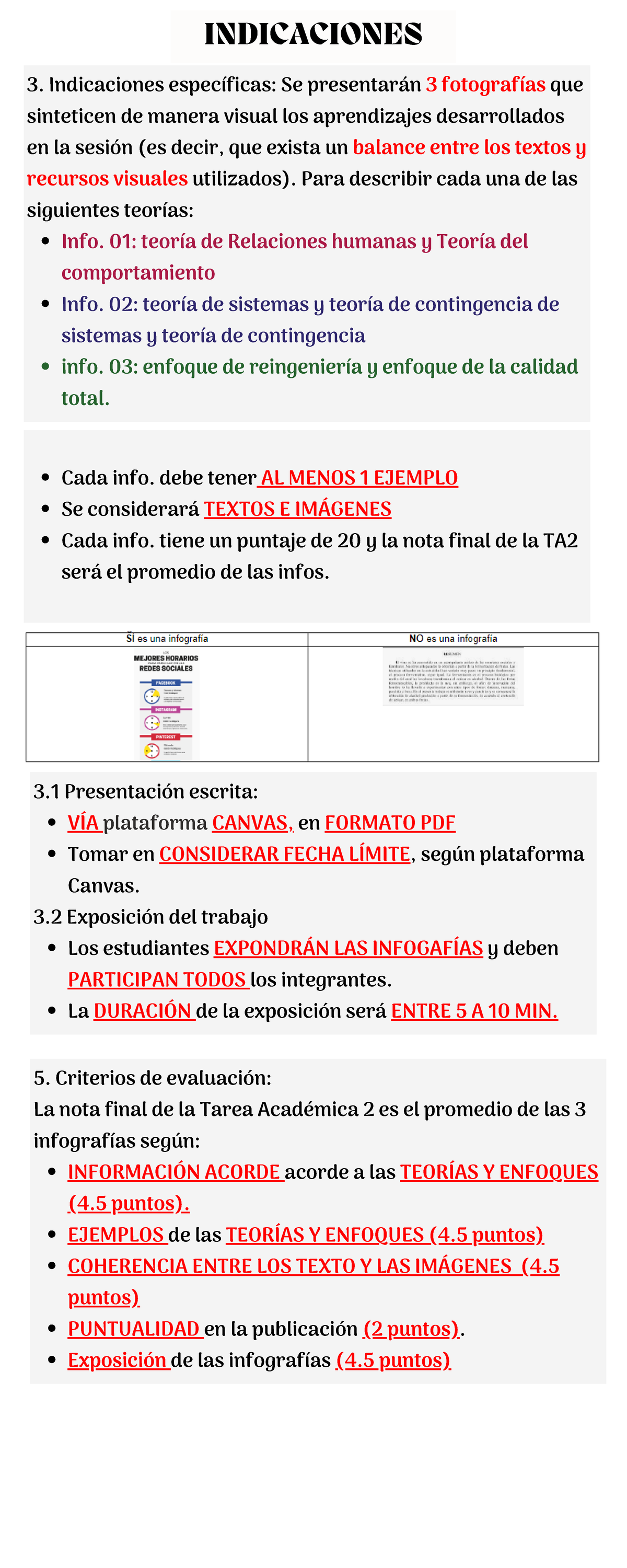 Intro - infografía - Cada info. debe tener AL MENOS 1 EJEMPLO Se considerará TEXTOS E IMÁGENES ...