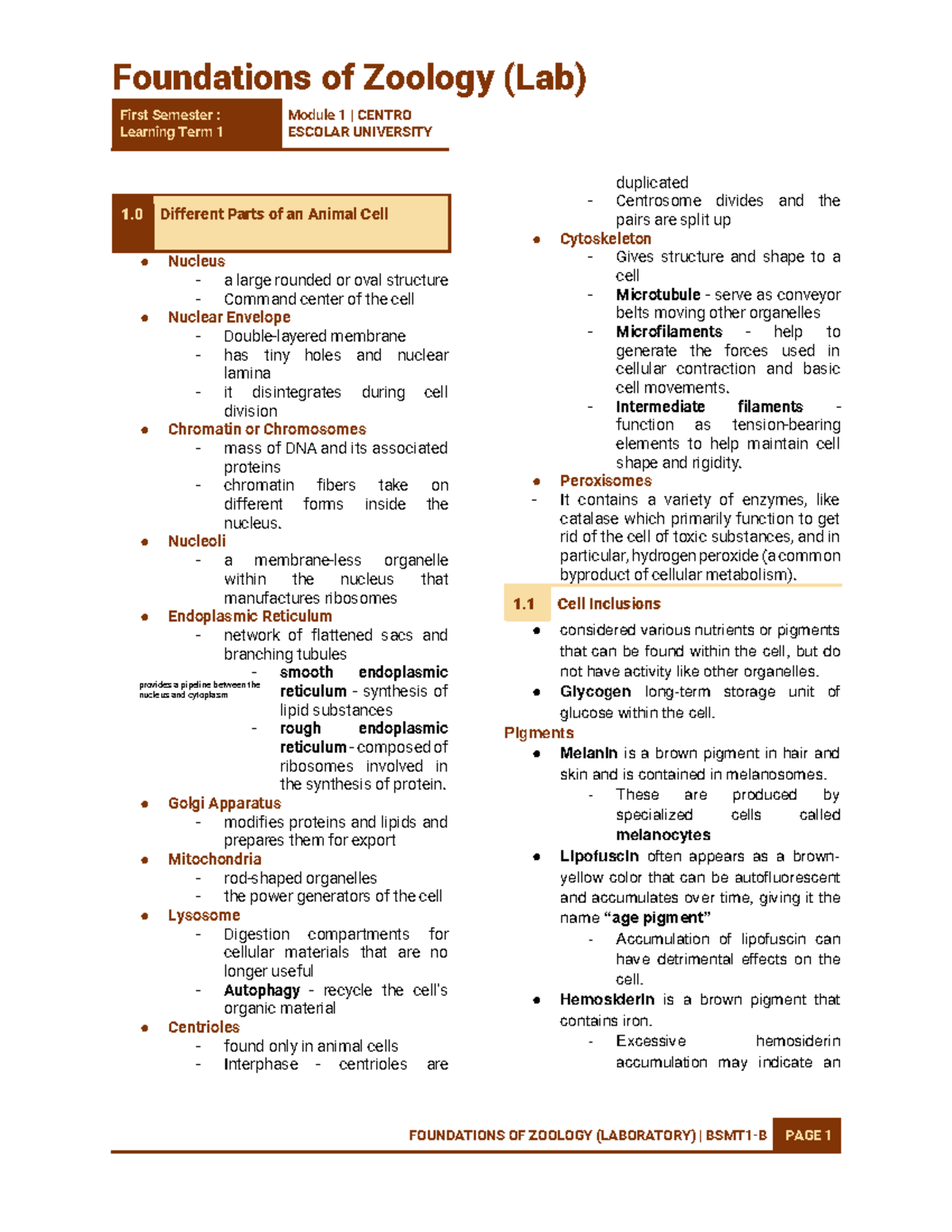 F.ZOO LAB Animal Cell Transes - First Semester : Learning Term 1 Module ...