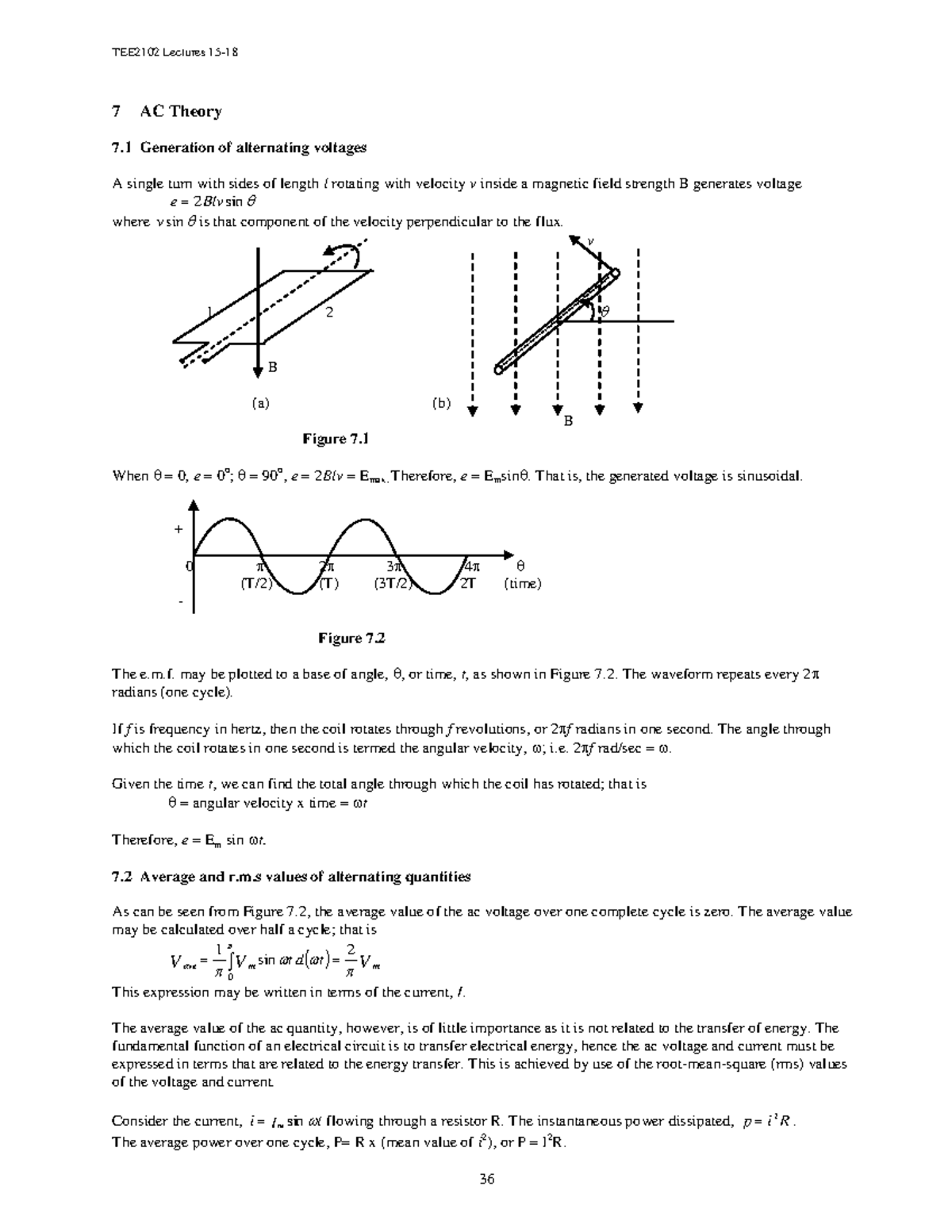 AC Theory, three -phase ccts Lectures 15-17 - 7 AC Theory 7 Generation ...