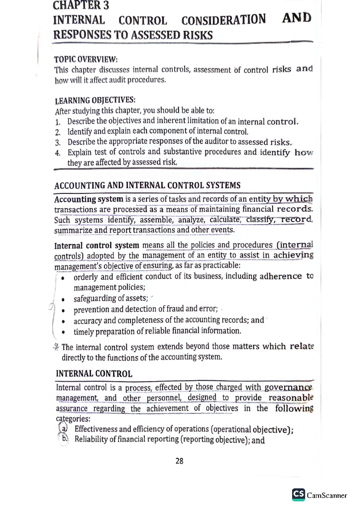 Advanced financial accounting and reporting - CHAPTER 3 INTERNAL CONTROL CONSIDERATION AND ...