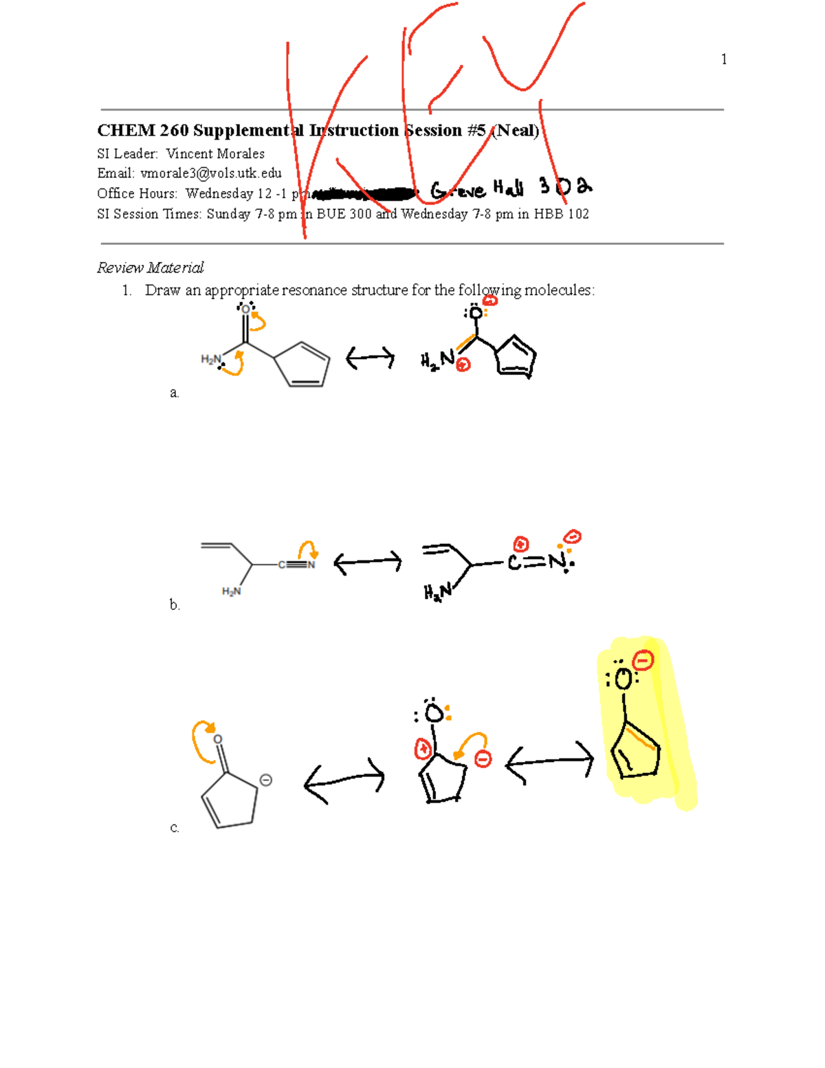 Session 5d KEY - Unit one practice material work - 1 CHEM 260 ...