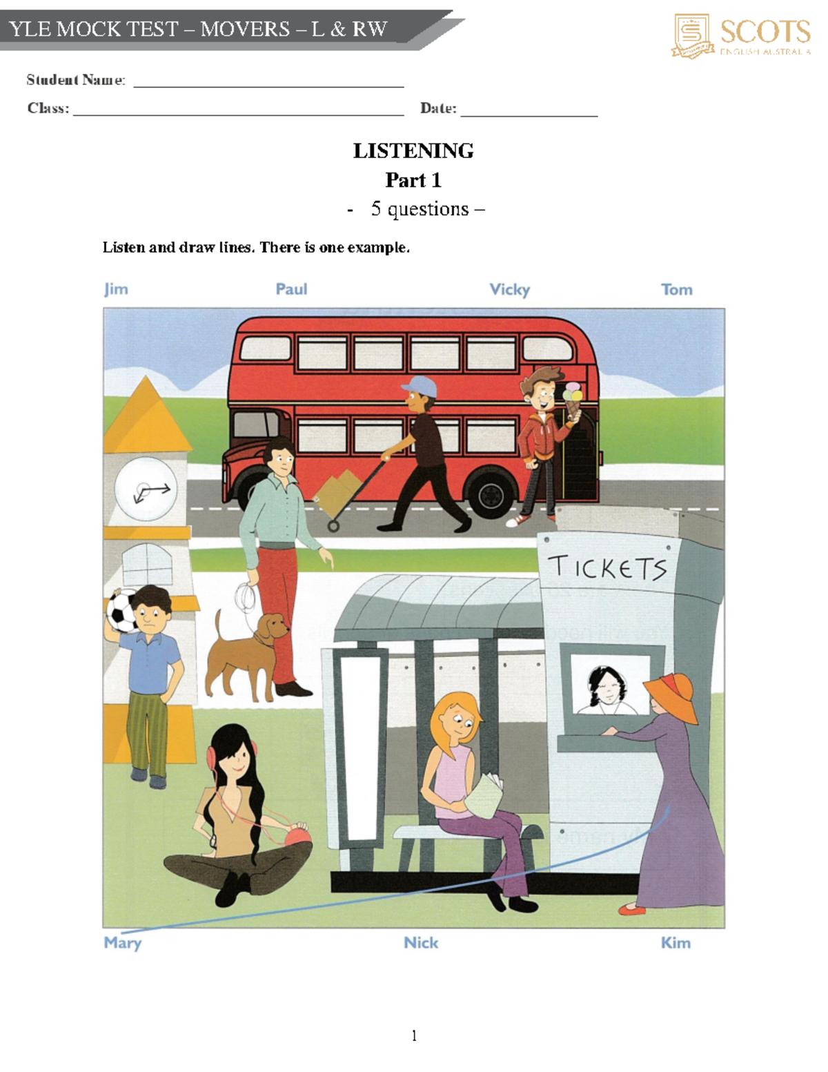 YLE Movers Mock Test LRW 2 - LISTENING Part 1 - 5 questions – Listen ...