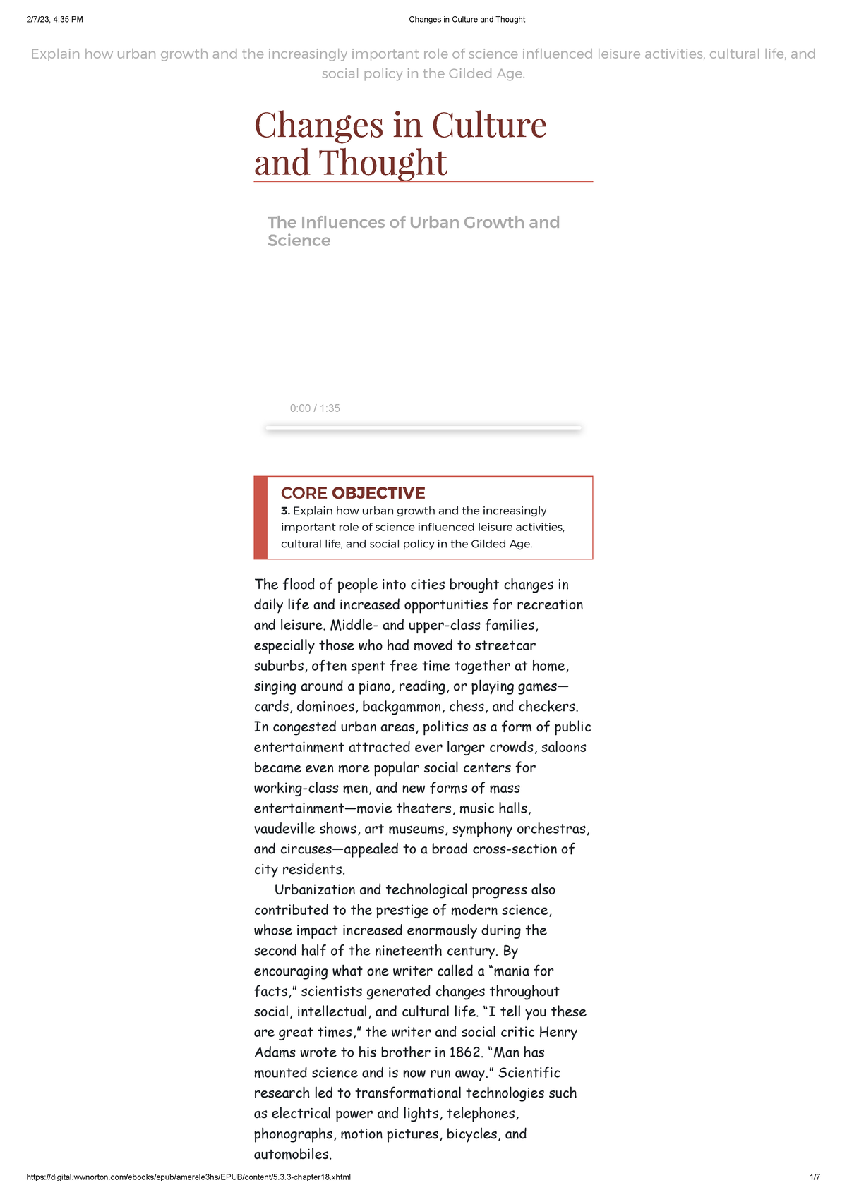 America- The Essential Learning Edition- Changes in Culture and Thought ...