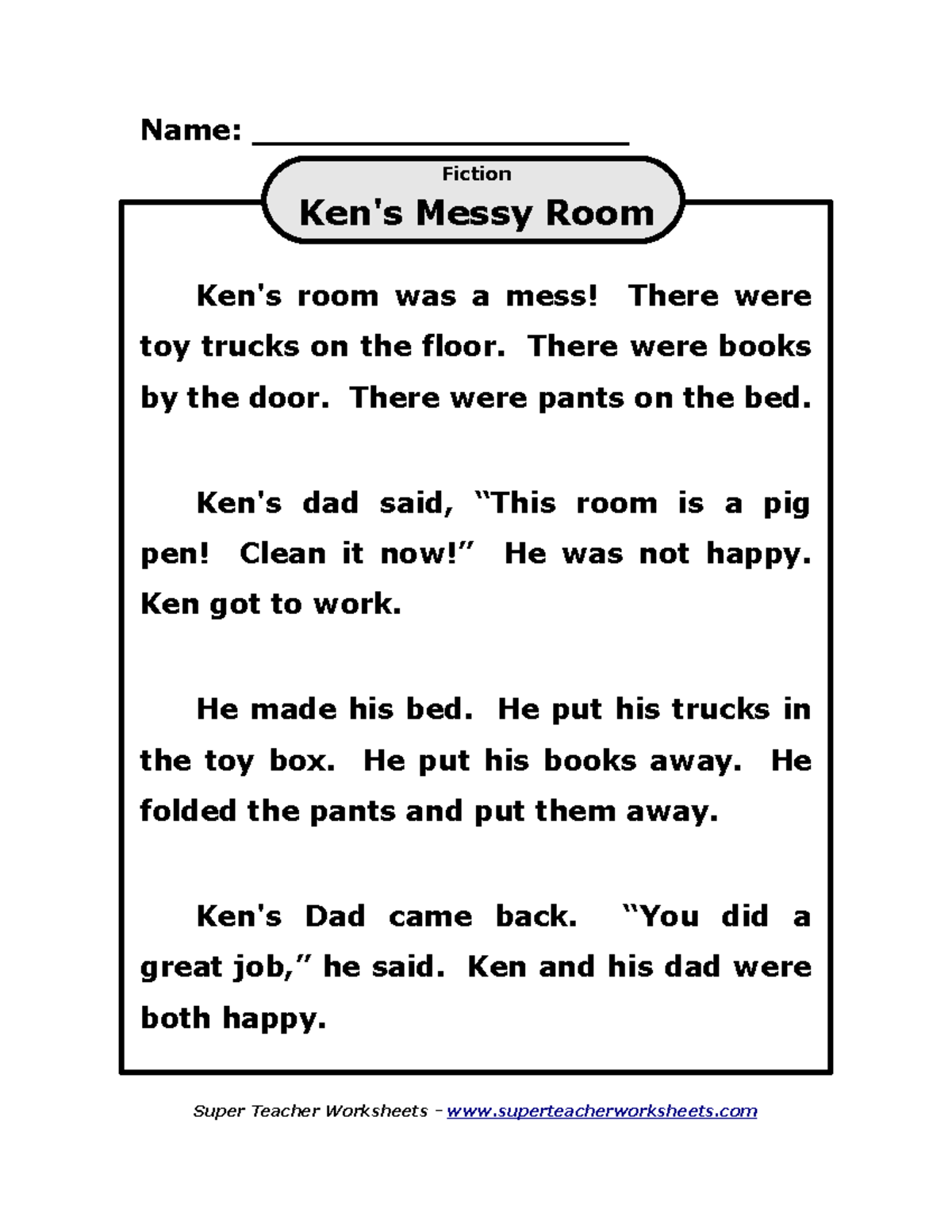 1st-messy-room - As an assessment tool, worksheets can be used by ...