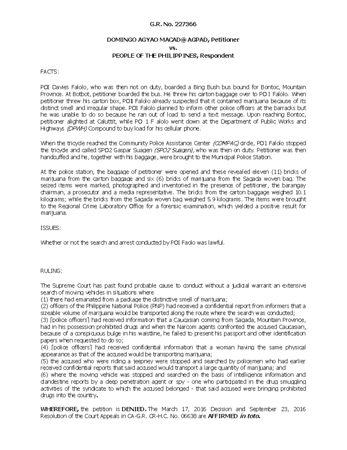 Macad Vs. People of the Philippines GR No 227366 - G. No. 227366 ...