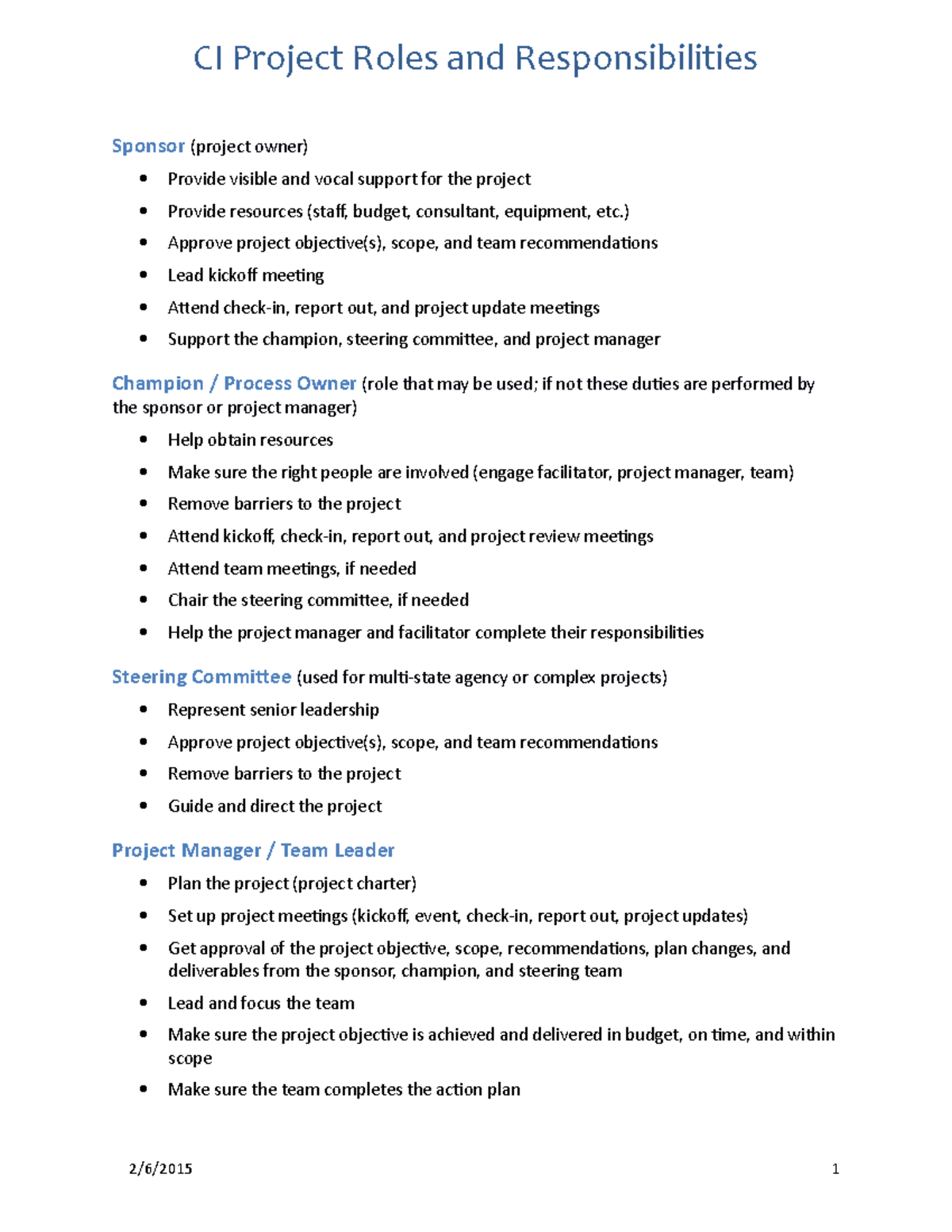 Project roles responsibilities tcm36-202677 Project roles ...