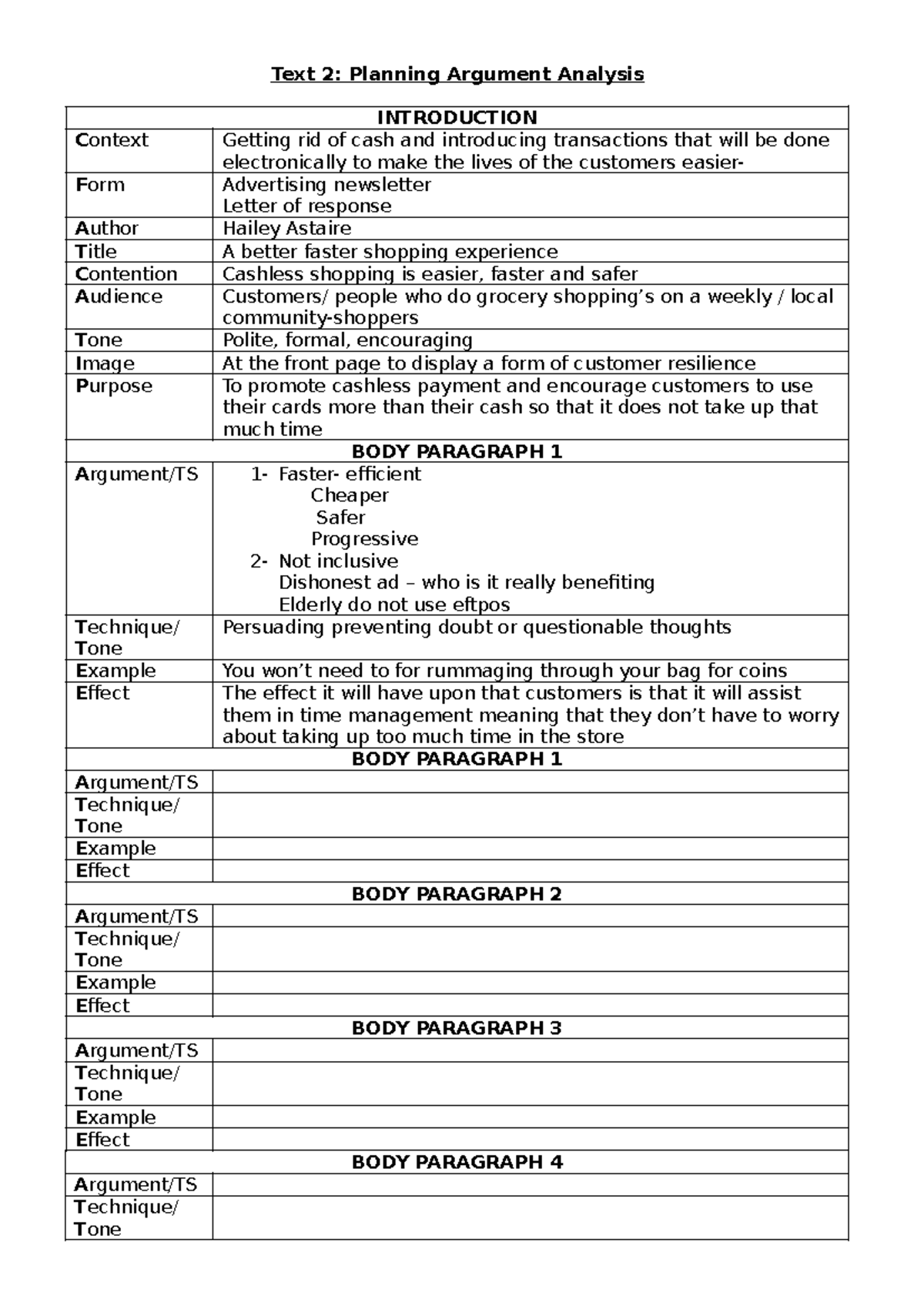 Text 2- Planning Argument Analysis - Text 2: Planning Argument Analysis ...