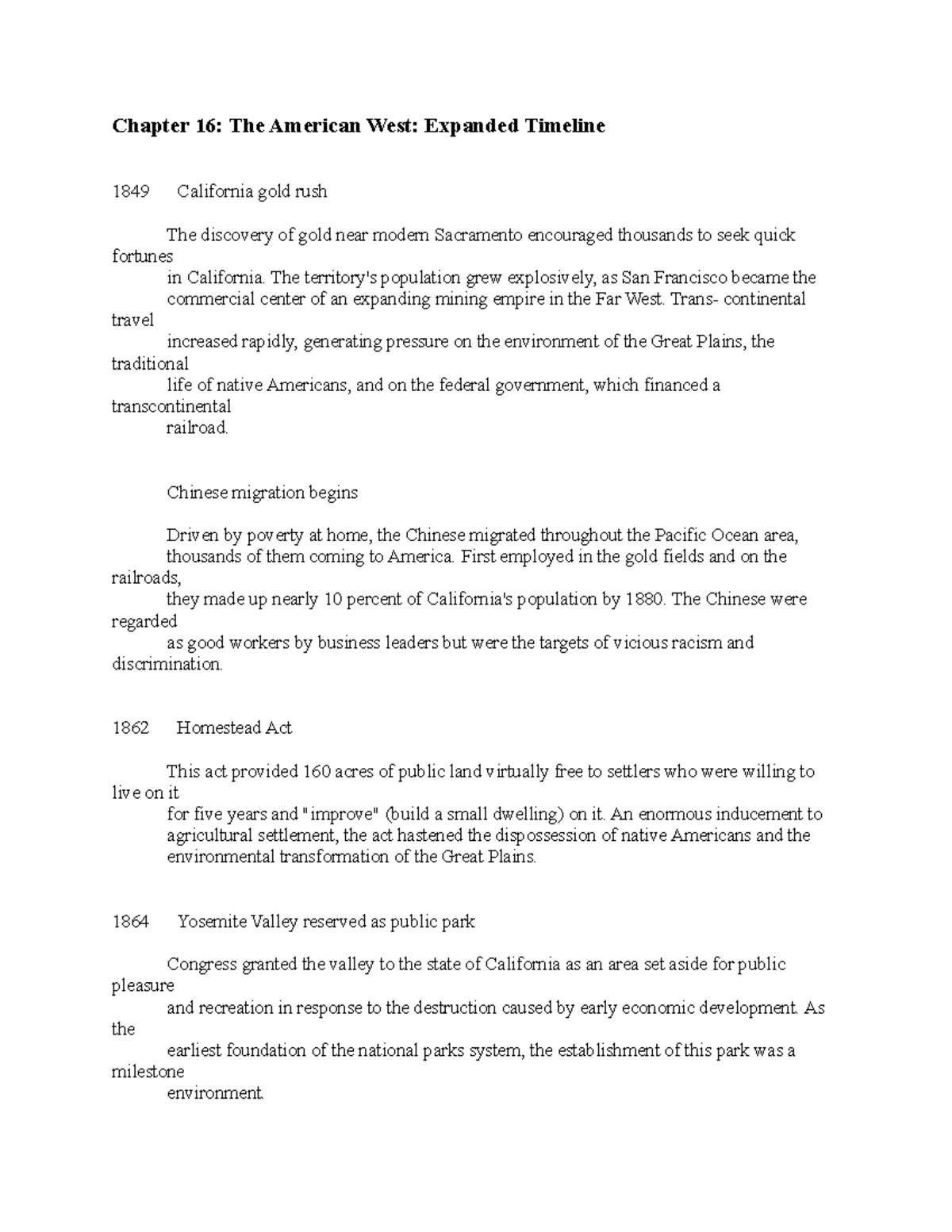 Chapter 16 The American West - Chapter 16: The American West: Expanded ...