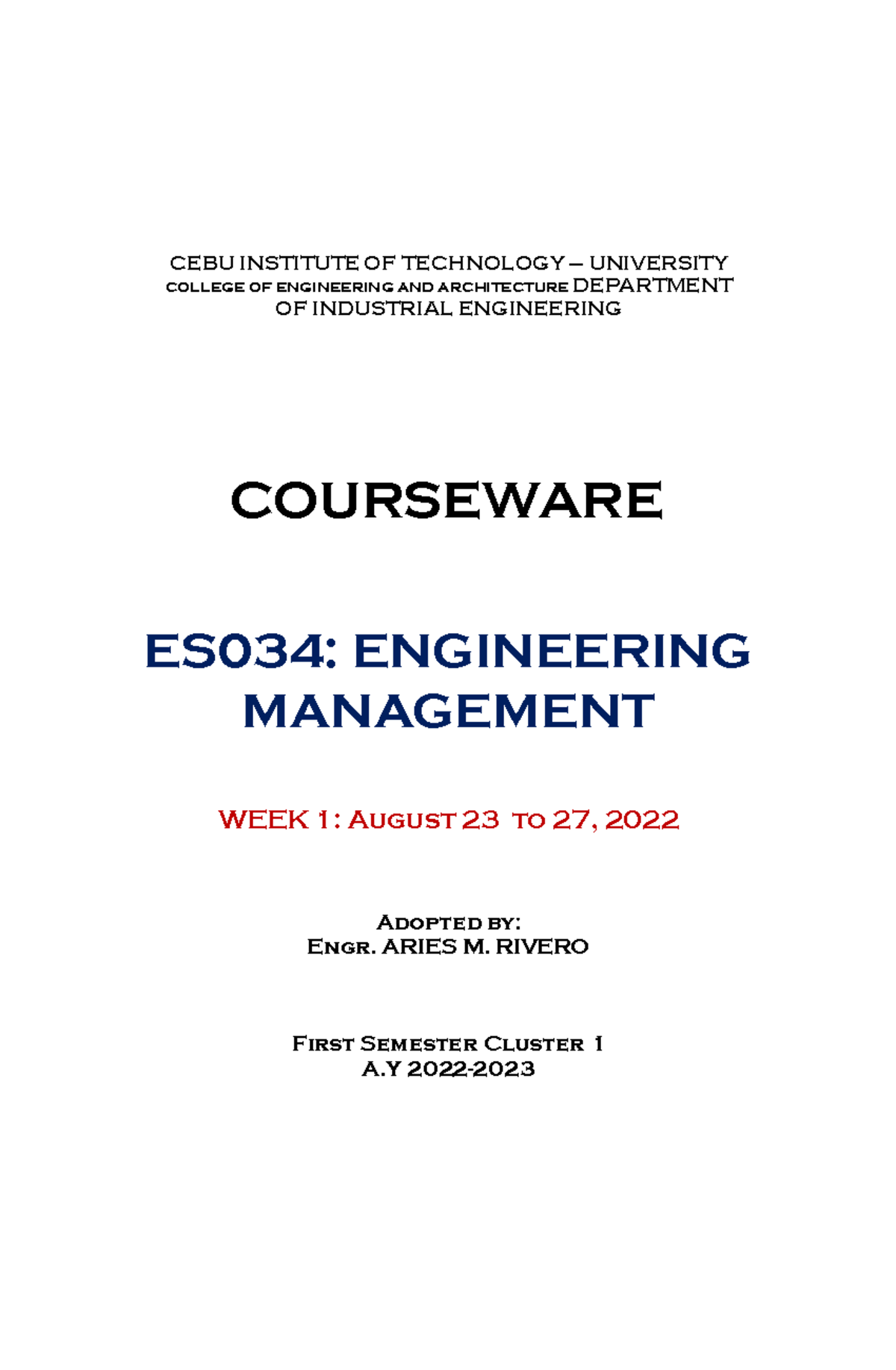 2223-1C1-ES034-Week 1 Courseware - CEBU INSTITUTE OF TECHNOLOGY – UNIVERSITY COLLEGE OF ...
