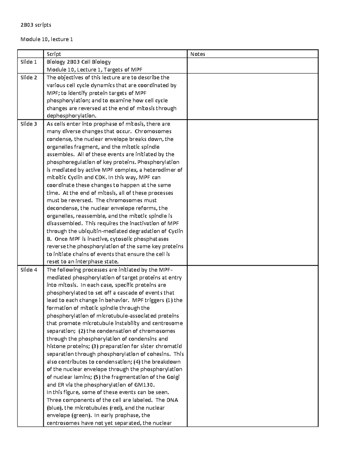 Bio 2B03 module 10 lecture 1 script - 2B03 - McMaster - Studocu
