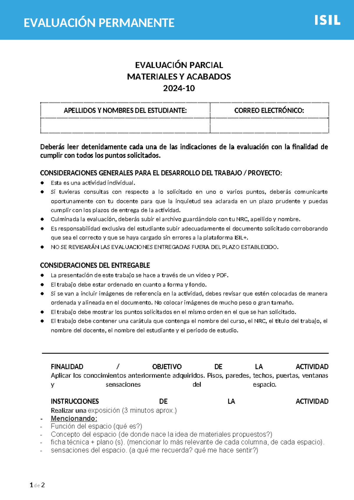 Entrega Parcial ( Proyecto) Individual (MAT. Y ACAB - EVALUACIÓN ...