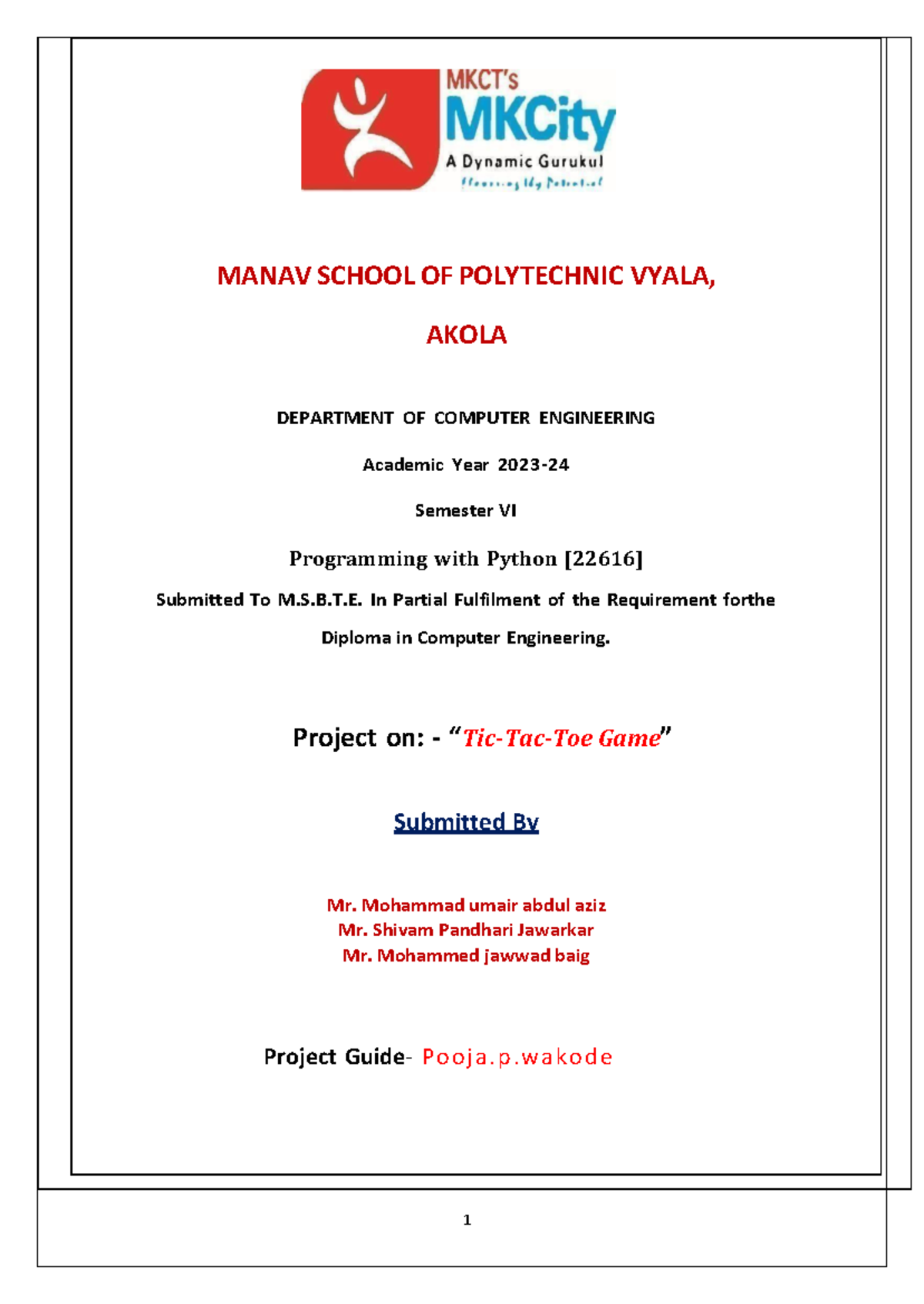 Python microproject gro - MANAV SCHOOL OF POLYTECHNIC VYALA, AKOLA ...