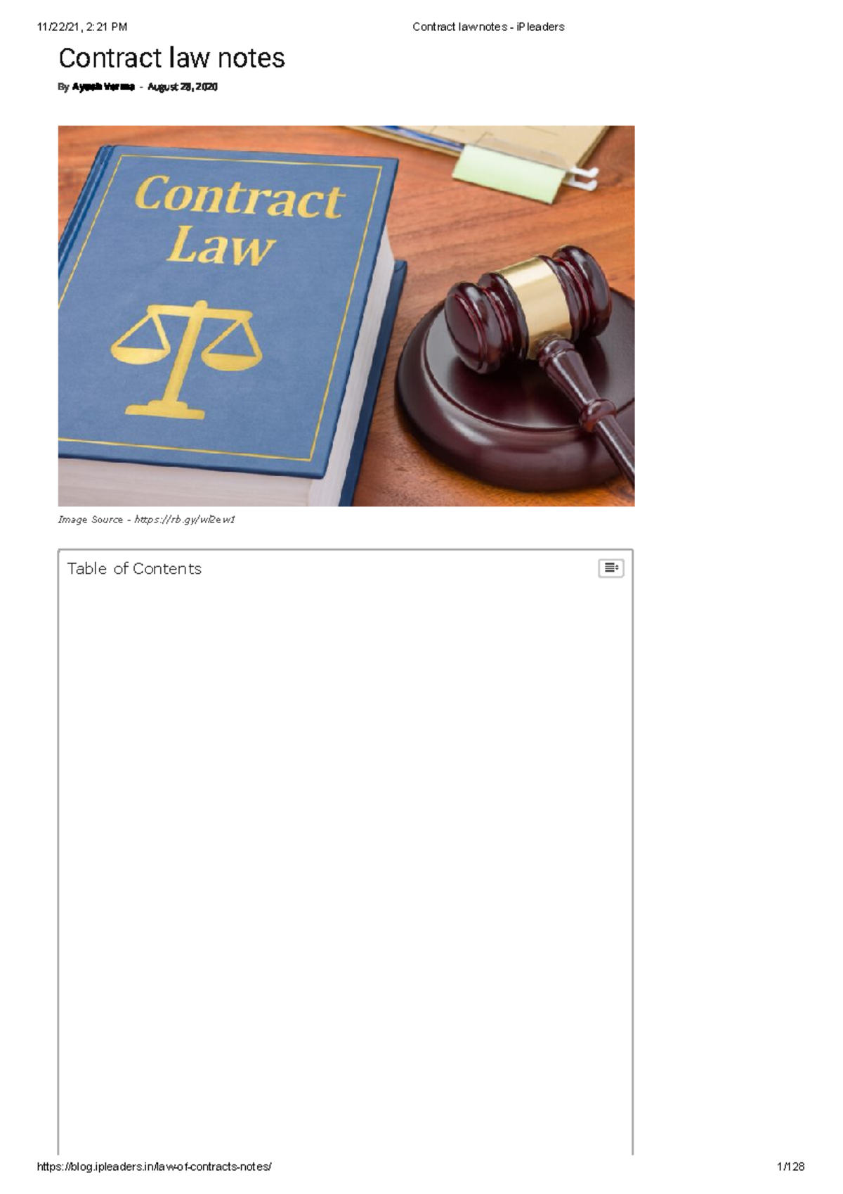 Law Of Contract Notes By- ipleaders - Contract law notes By Ayush Verma ...