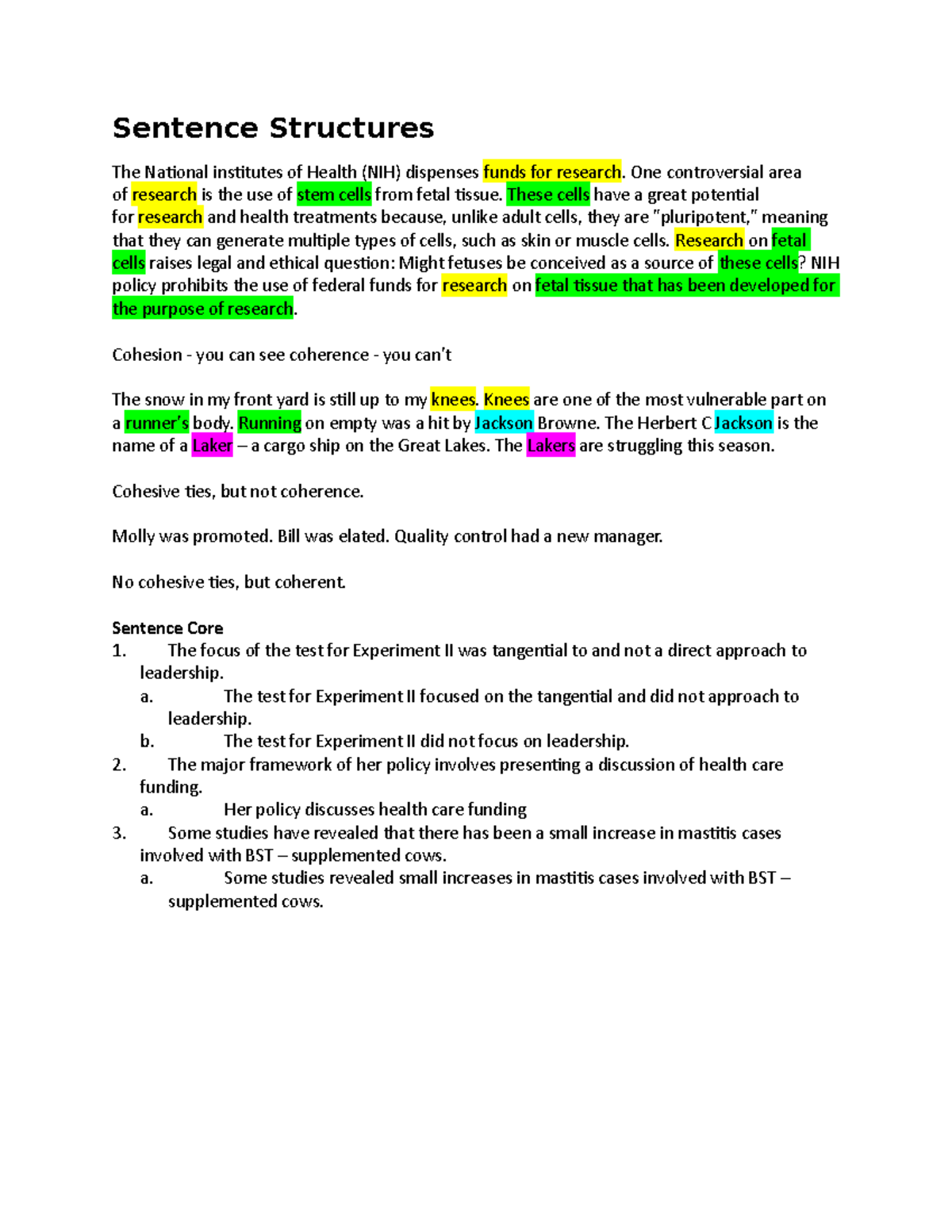 Sentence Structures - One controversial area of research is the use of ...