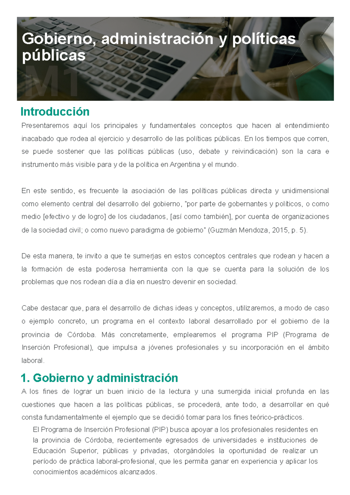 Modulo 01 Introducion a politicas publicas - Gobierno, administración y ...