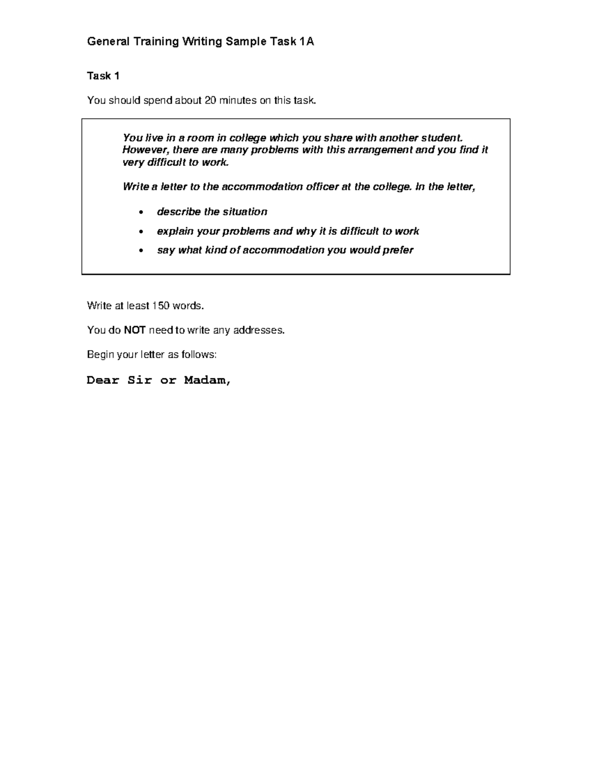 Gt writing sample task 1a - General Training Writing Sample Task 1A ...