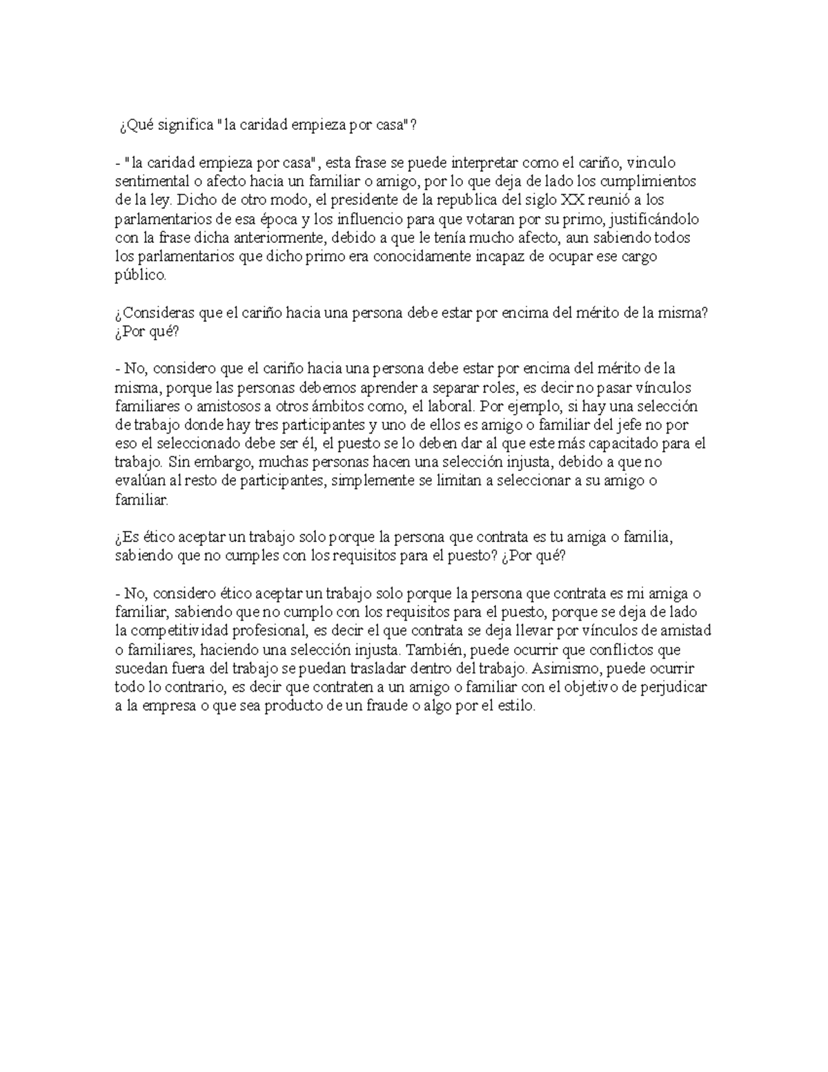 Etica S13 - ¿Qué significa "la caridad empieza por casa"? "la caridad ...