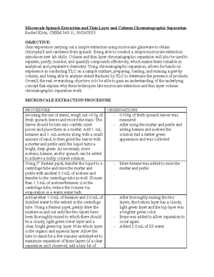CHEM 343-11 Experiment 4 Lab Report - Liquid-Liquid Extraction of ...