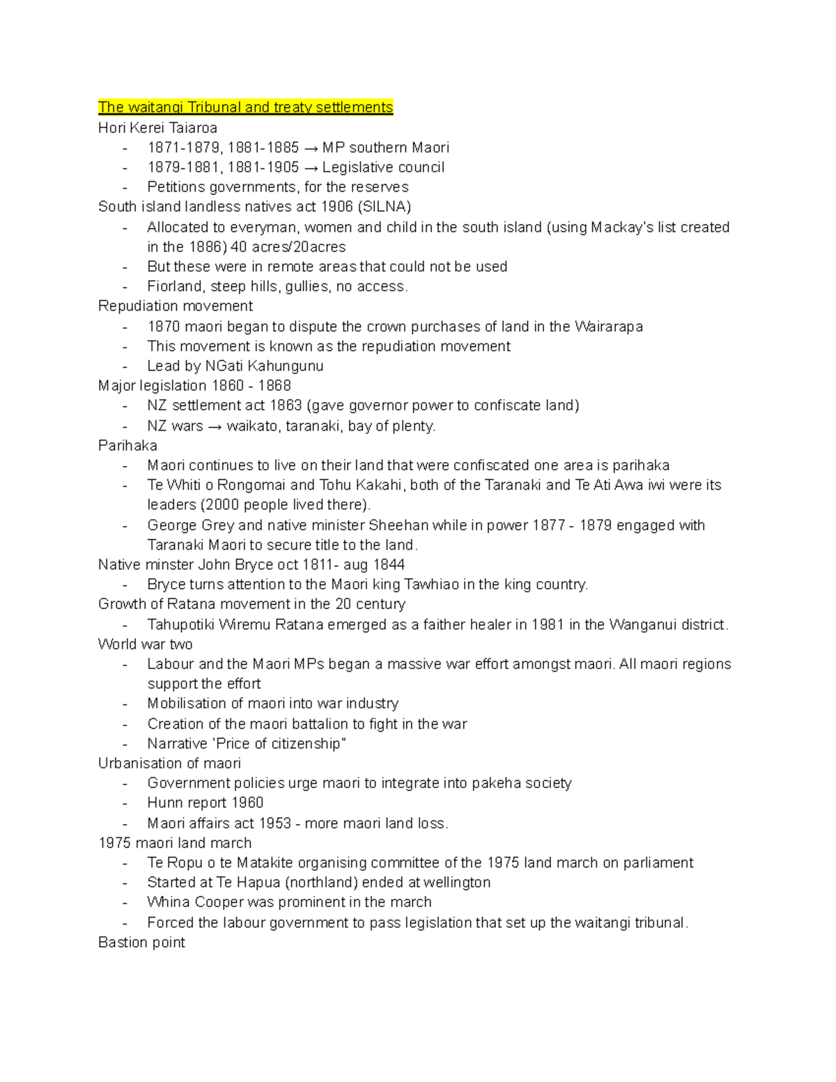 Maori exam notes module three summary - The waitangi Tribunal and ...