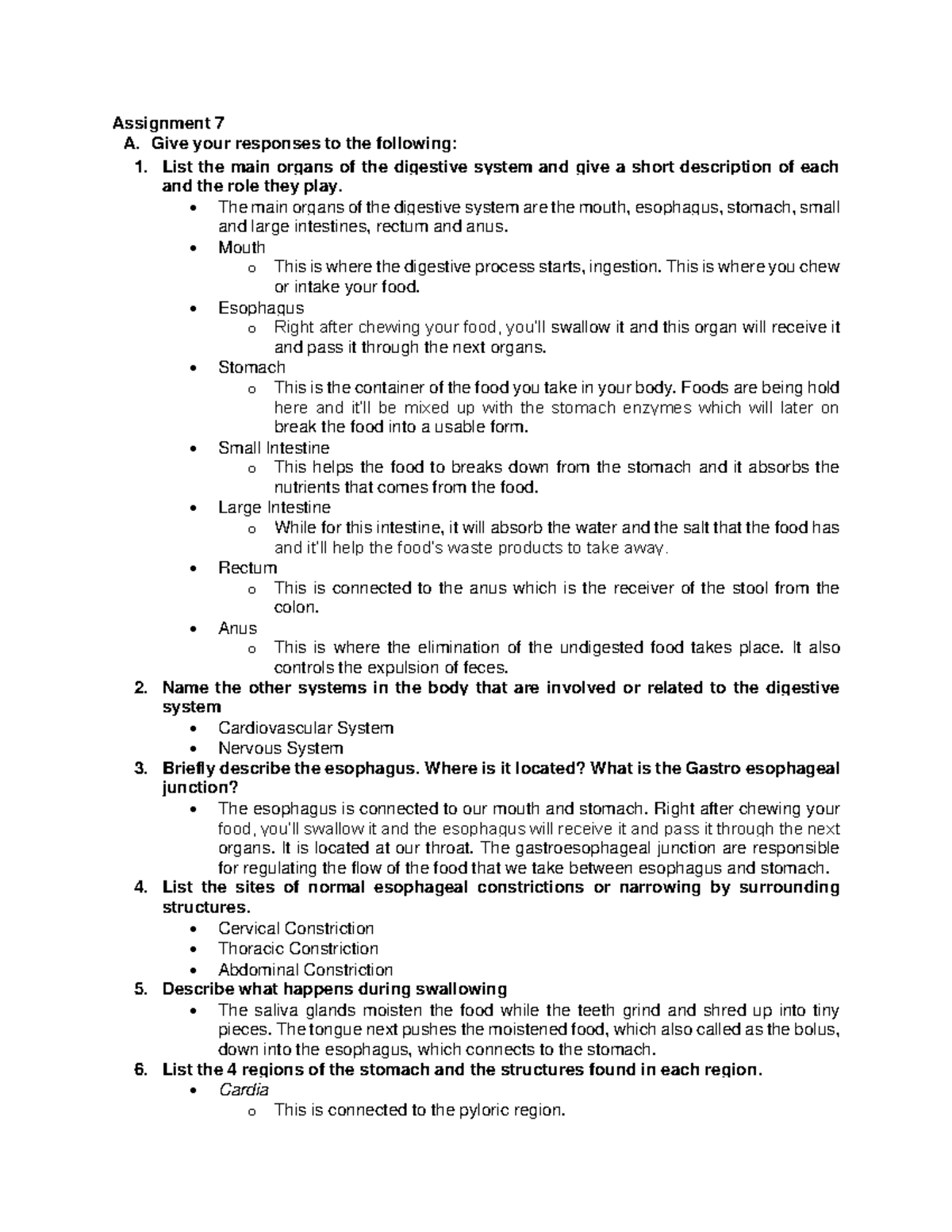 Assignment 7 - Lecture notes 1 - Assignment 7 A. Give your responses to ...