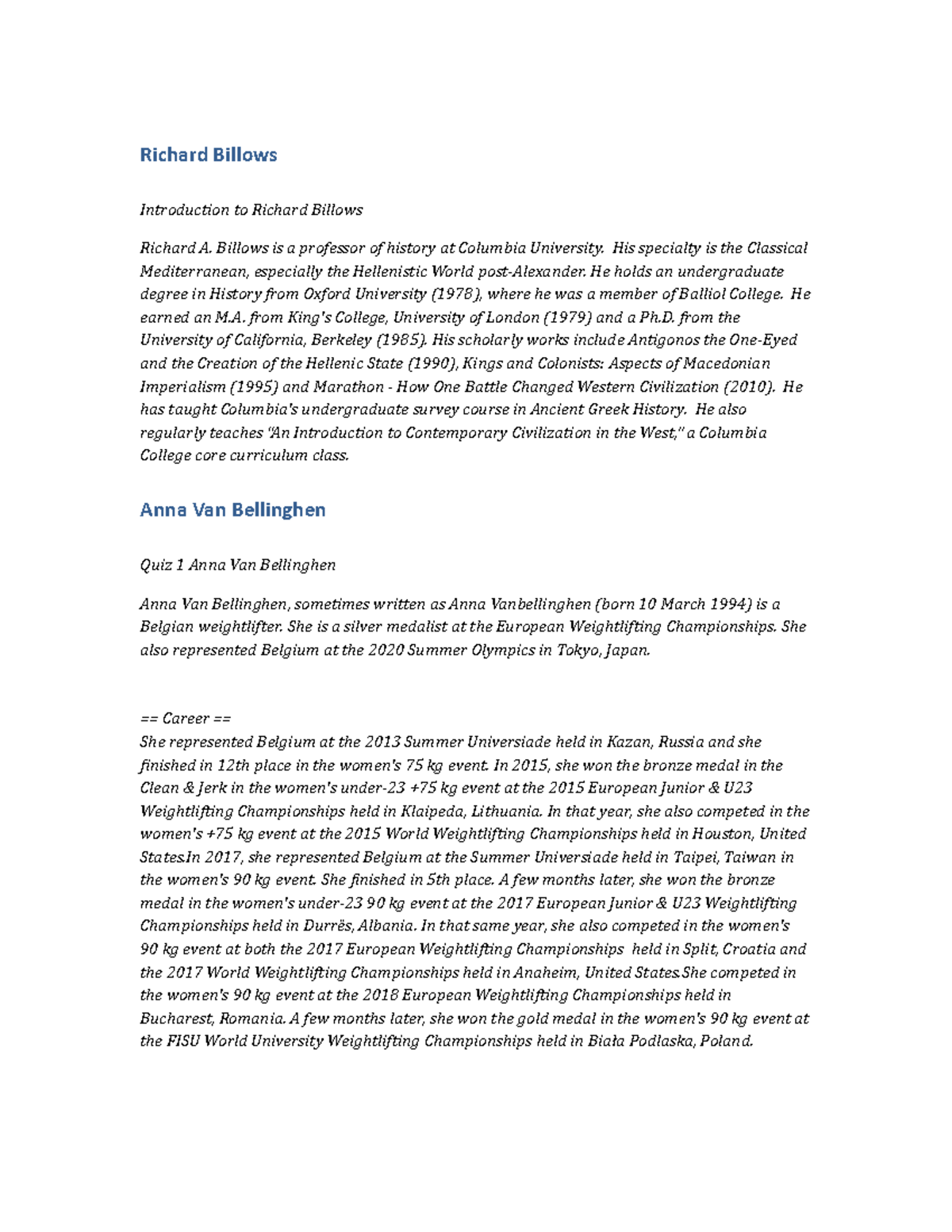 POLS157 Quiz Richard Billows - Richard Billows Introduction to Richard ...