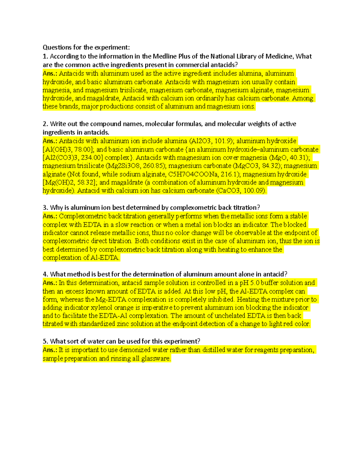 5.6 Answer Key - abc - Questions for the experiment: According to the ...
