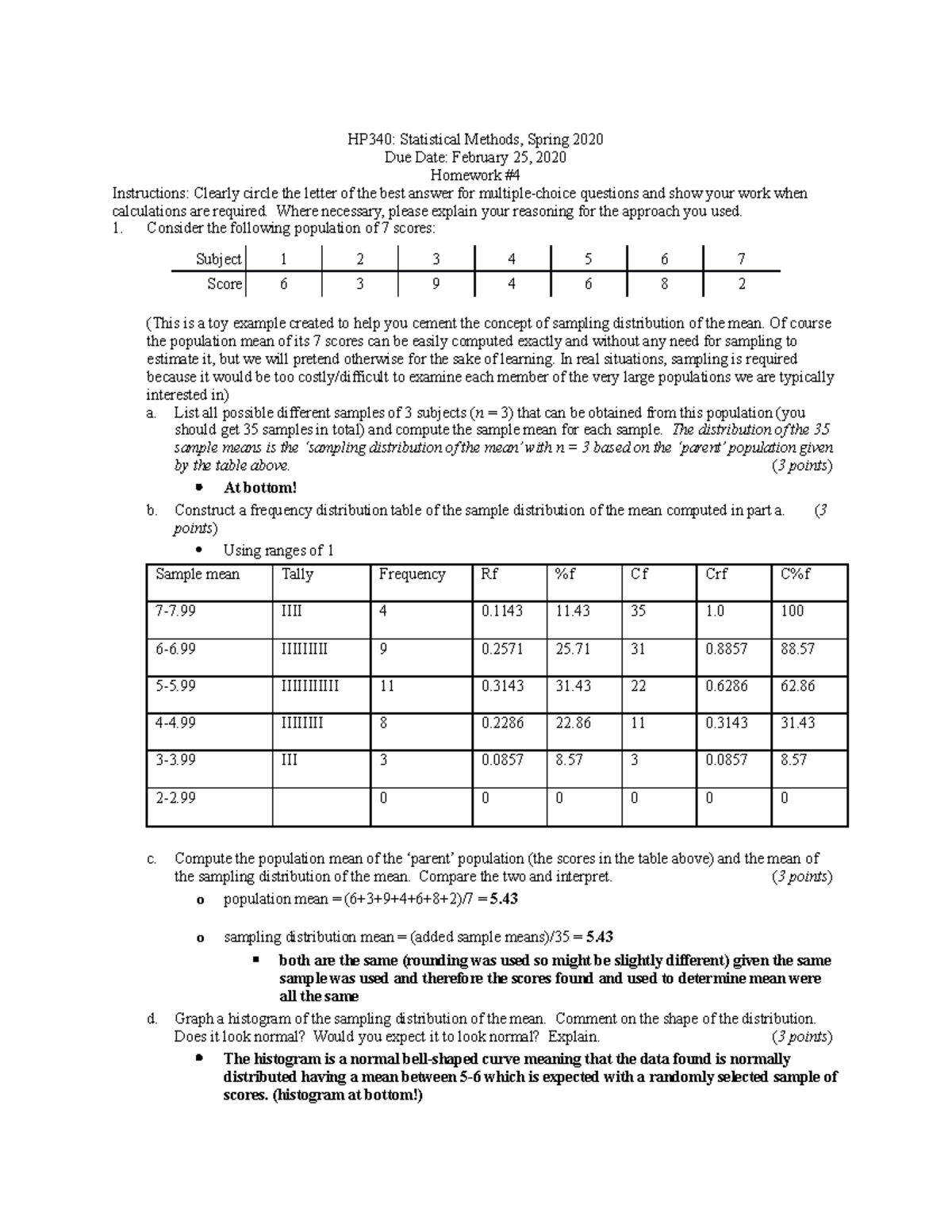 HW 4 - homework assignment - HP340: Statistical Methods, Spring 2020 ...