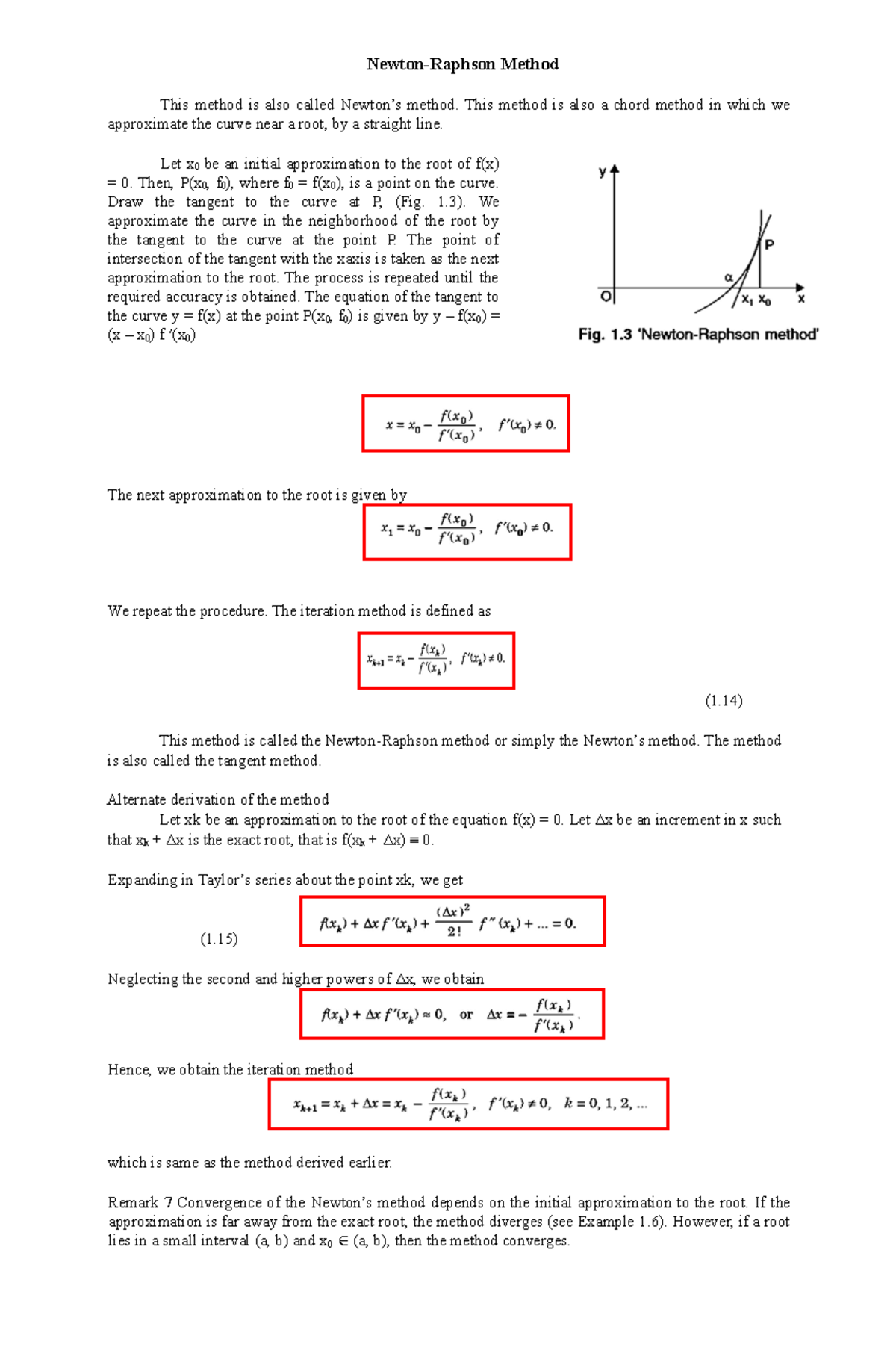 Newton-Raphson Method - Newton-Raphson Method This method is also ...