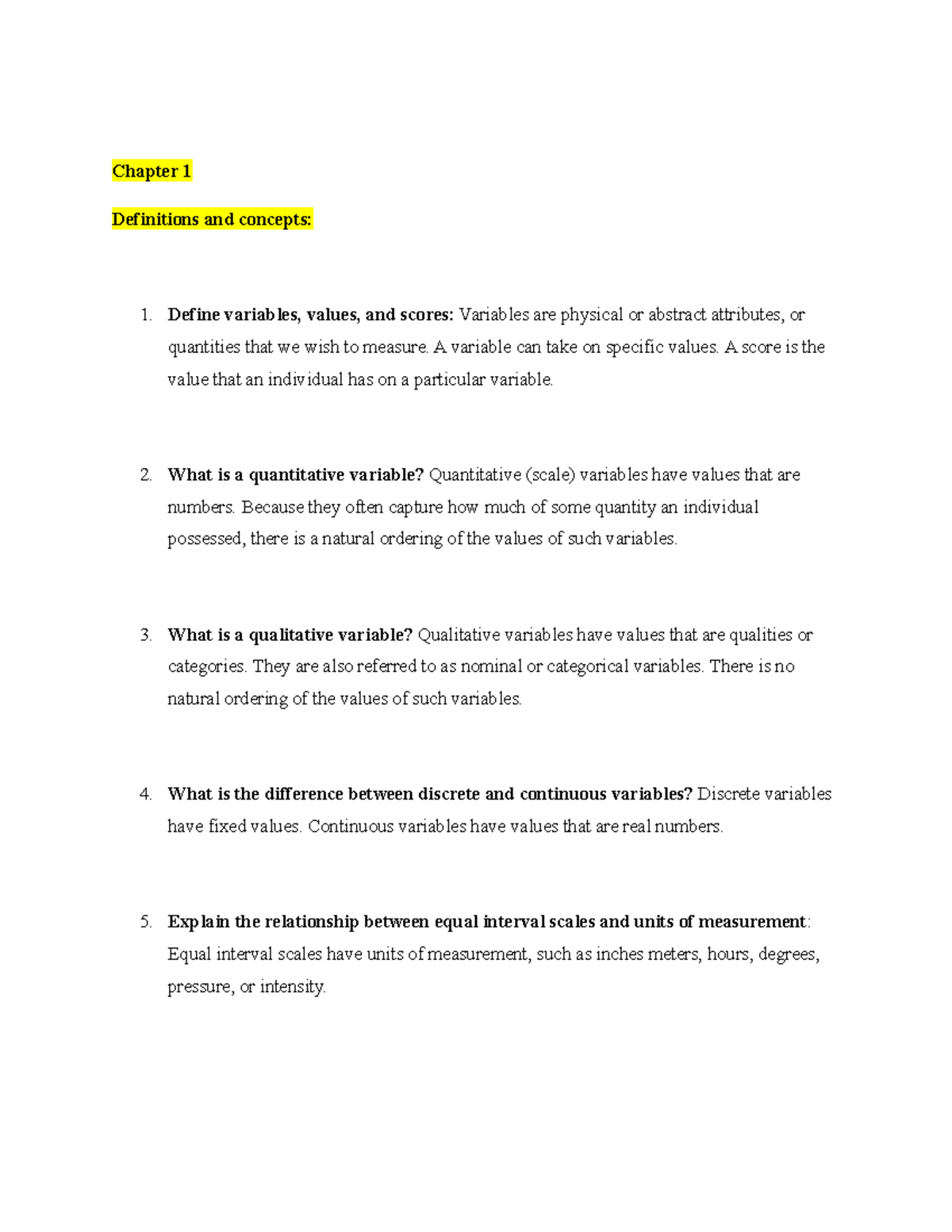 Chapter 1, 2, 3, 4 ,5 notes. In depth notes for each. - Chapter 1 ...