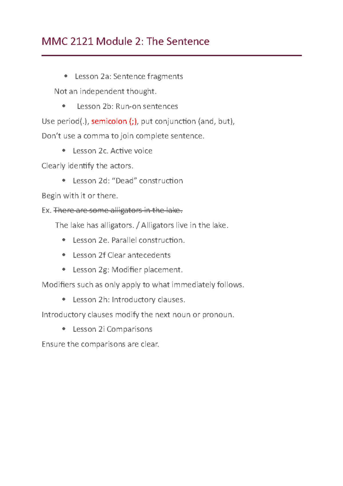 MMC 2121 Module 2 - lecture 2 - MMC 2121 Module 2: The Sentence Lesson ...