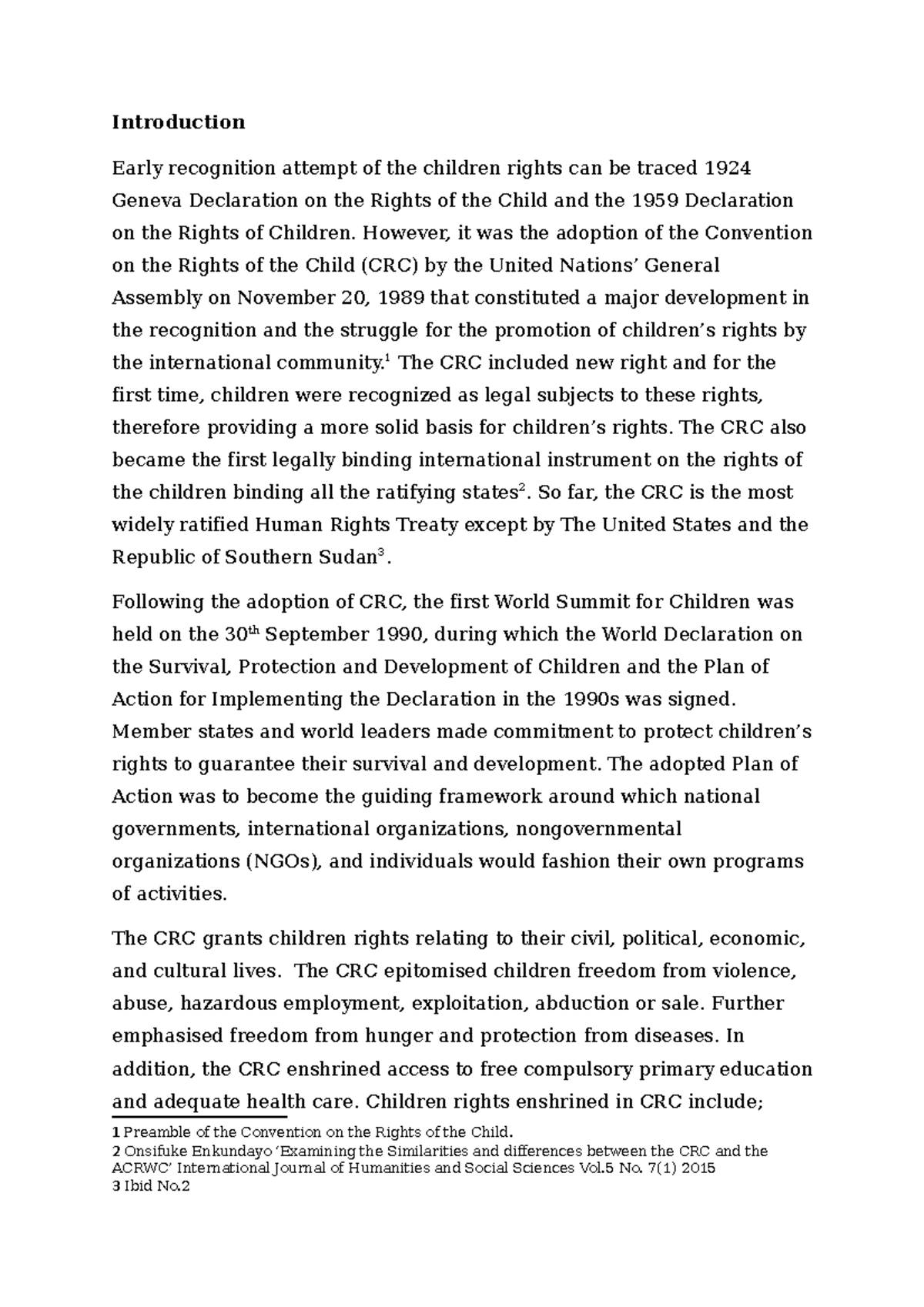 A Comparison on the provisions- CRC and Acrwc -final - Introduction ...