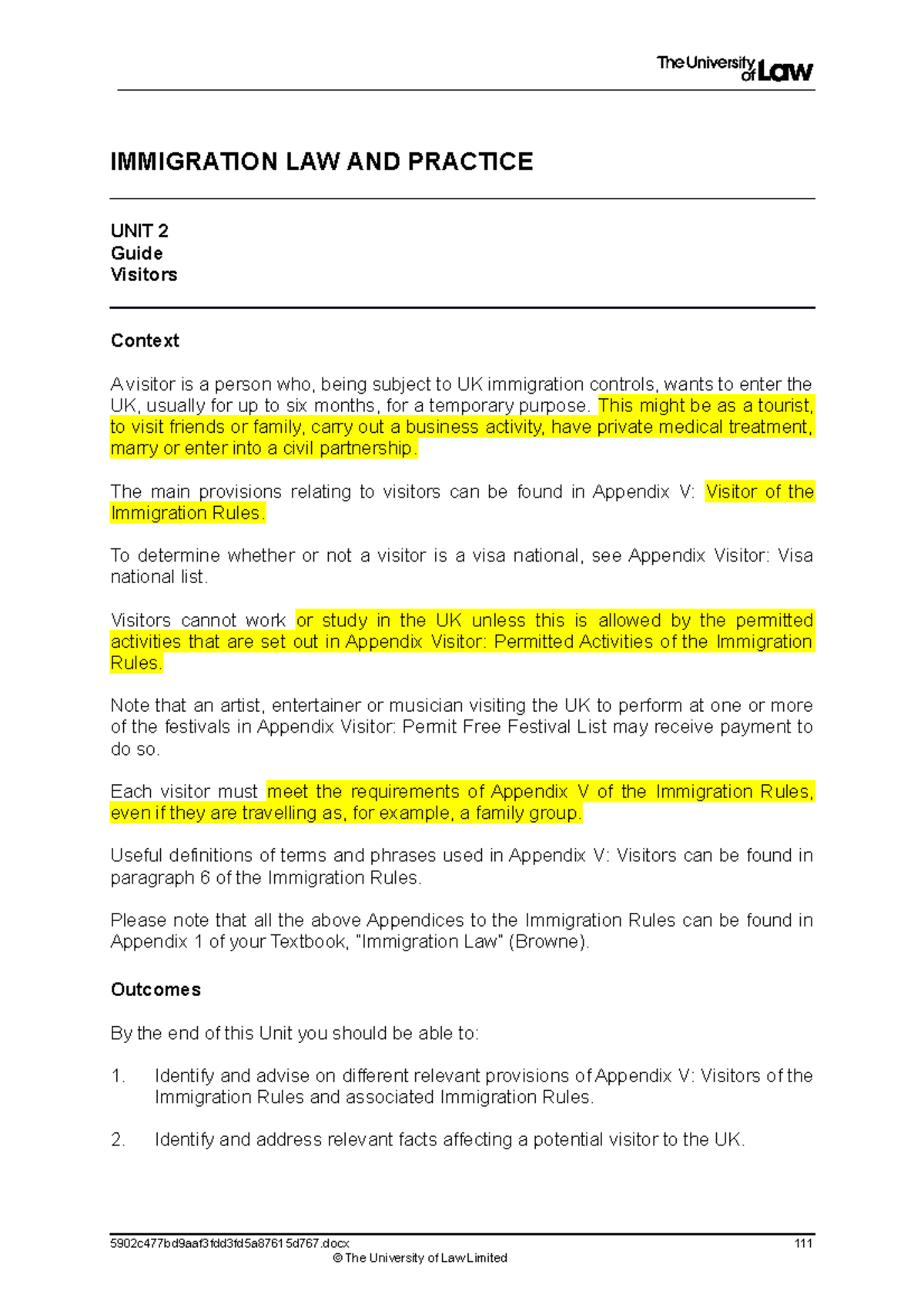 WS 2 IL - STUDY STUDY STUDY STUDY - IMMIGRATION LAW AND PRACTICE UNIT 2 ...