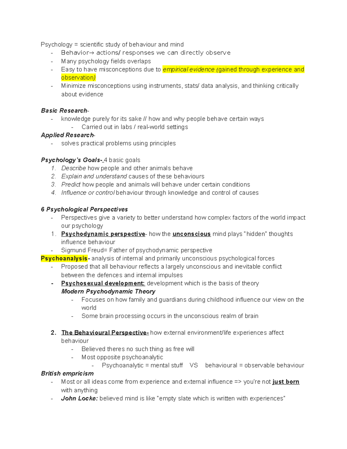 Ch 1- Psychology The Science of Behaviour - Psychology = scientific ...