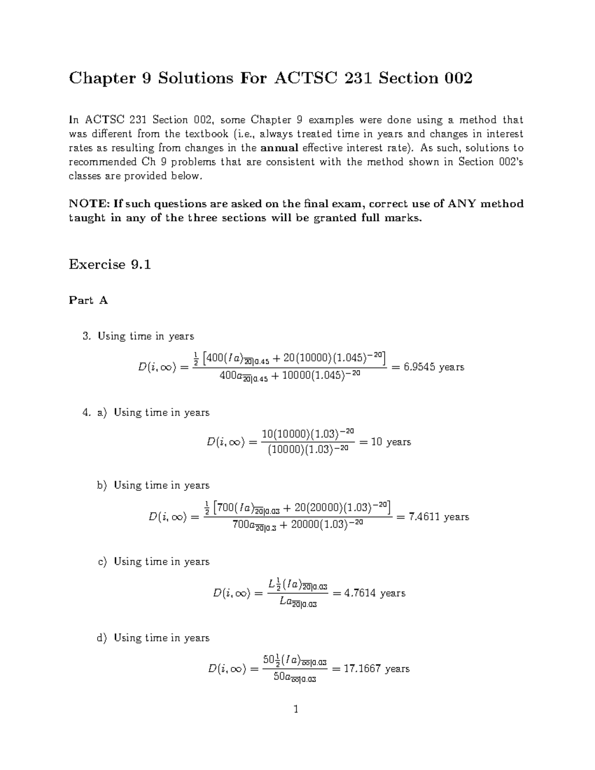 Chapter 9 Alt Solutions - , always treated time in years and changes in ...