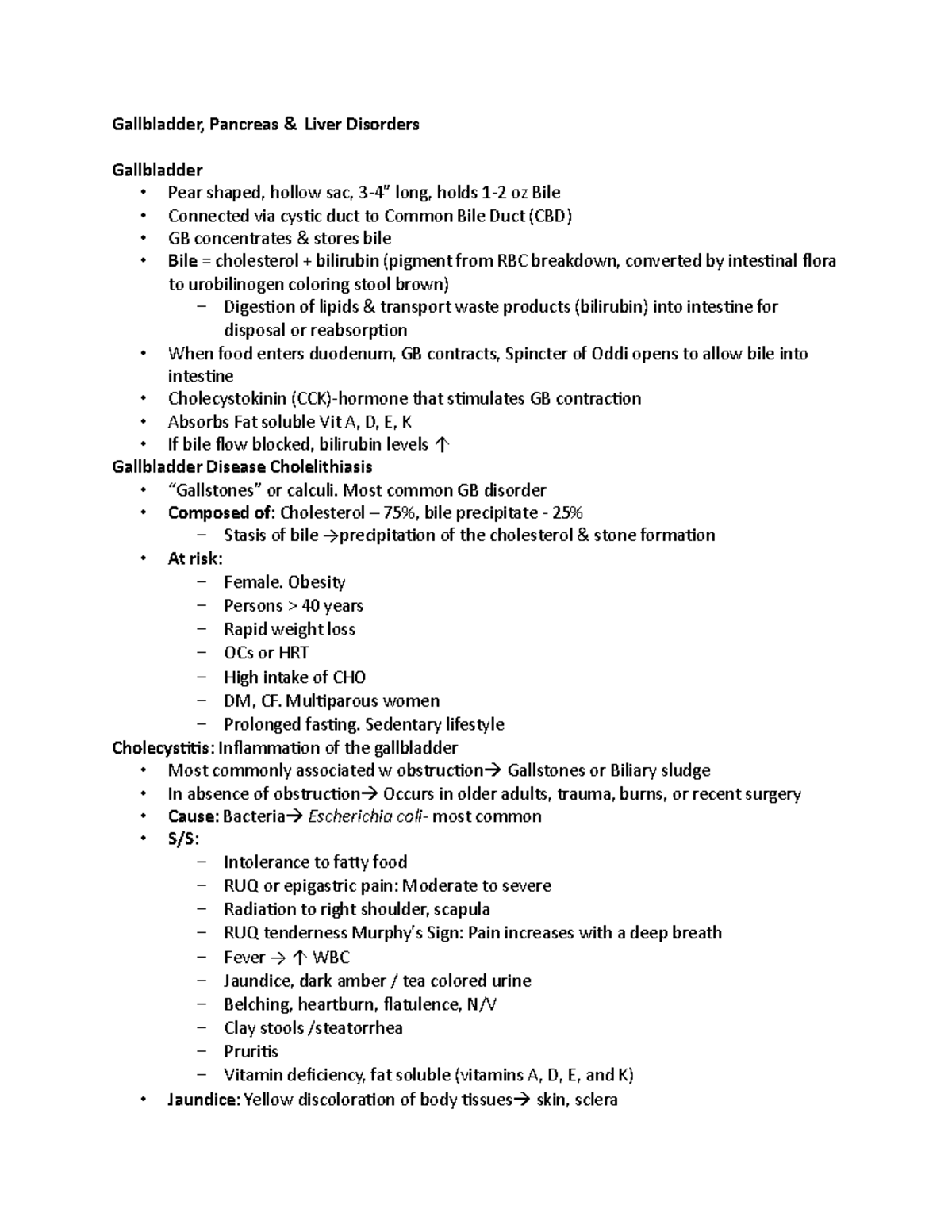Gallbladder, Pancreas, Liver Disorders - Gallbladder, Pancreas & Liver ...