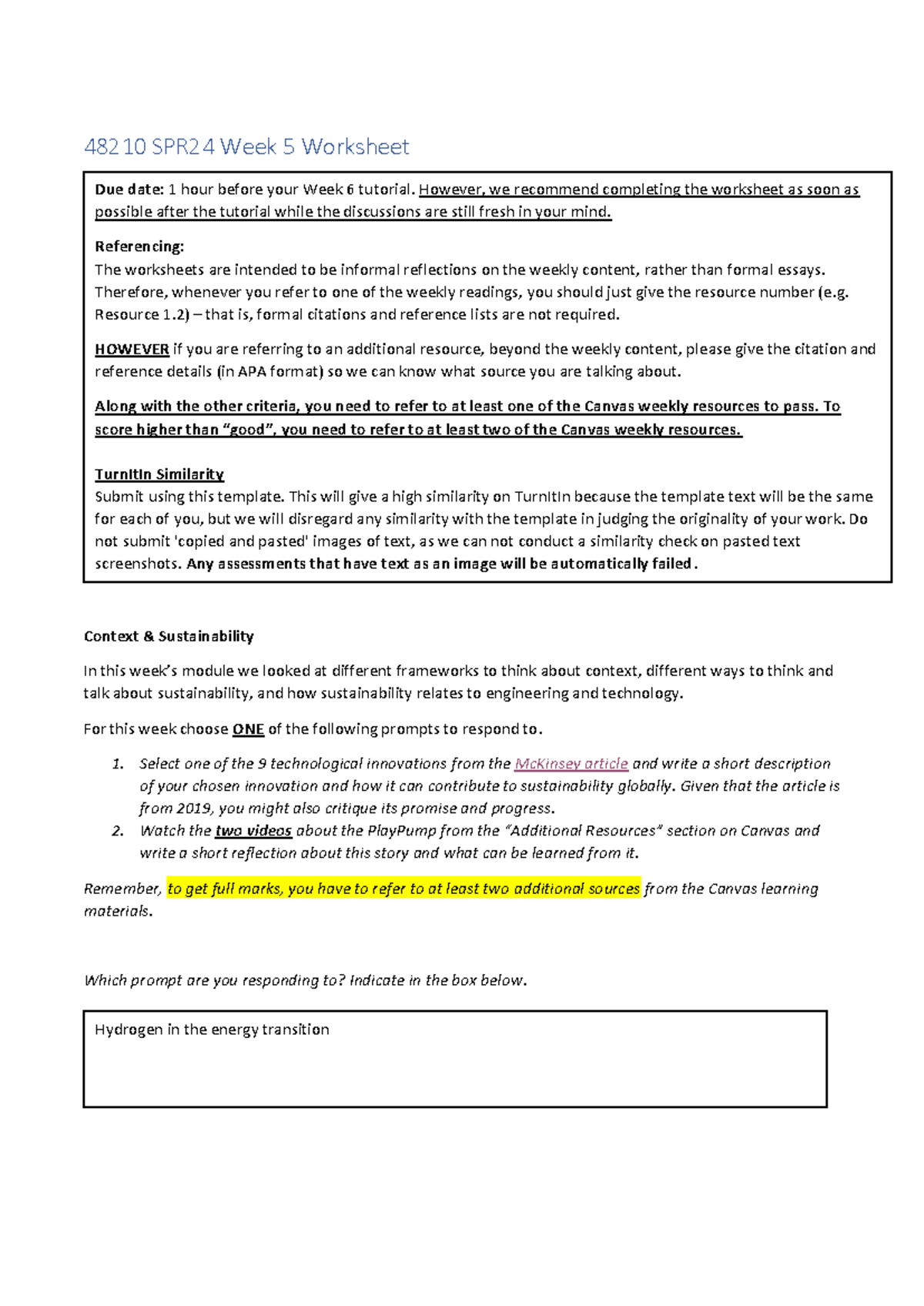Week 5 Worksheet - 48210 SPR 24 Week 5 Worksheet Context ...