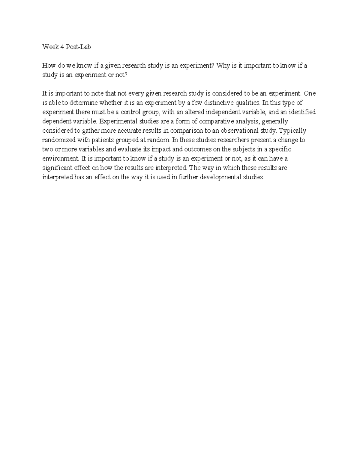Week 4 Post-Lab - Notes - Week 4 Post-Lab How do we know if a given ...
