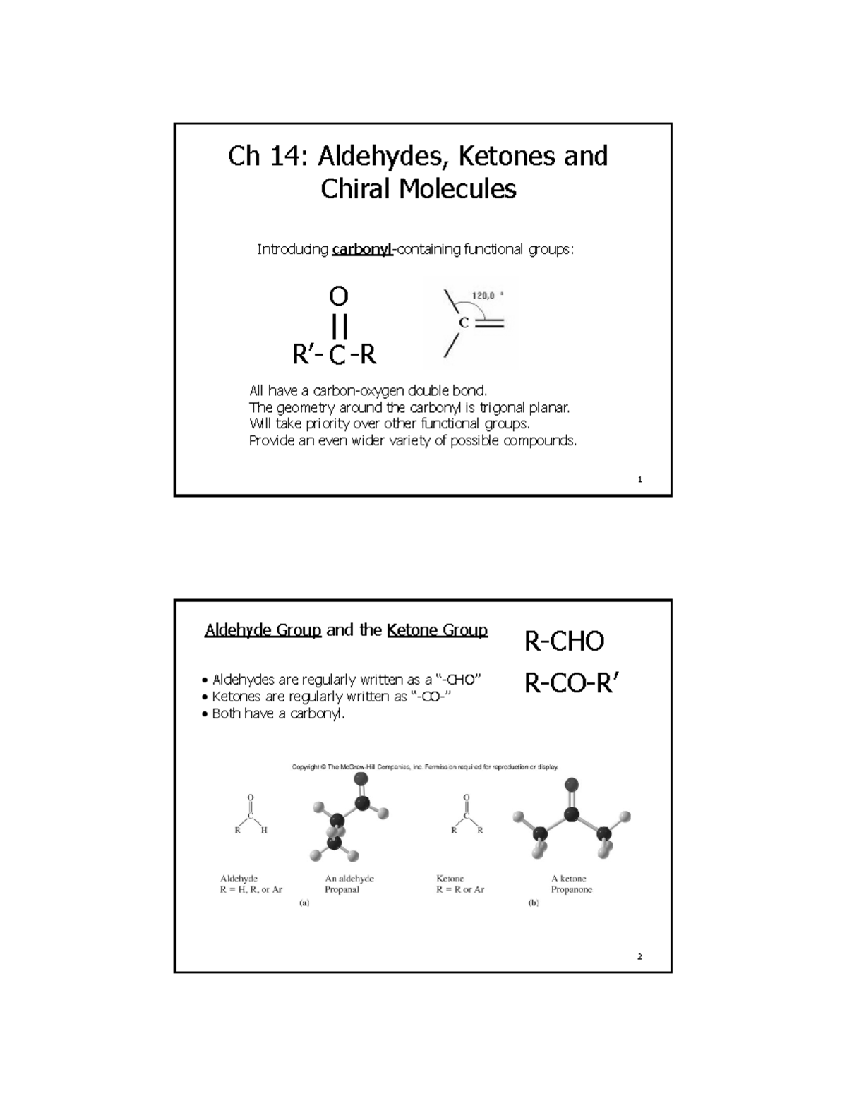 Chapter 14 Aldehydes and Ketones 1 - O R’-C -R || Introducing carbonyl ...