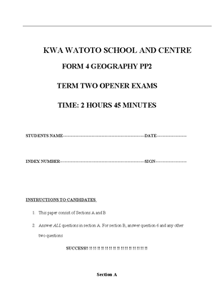 2018 KCSE KNEC Geography PP1 Marking Scheme - Introduction to human ...