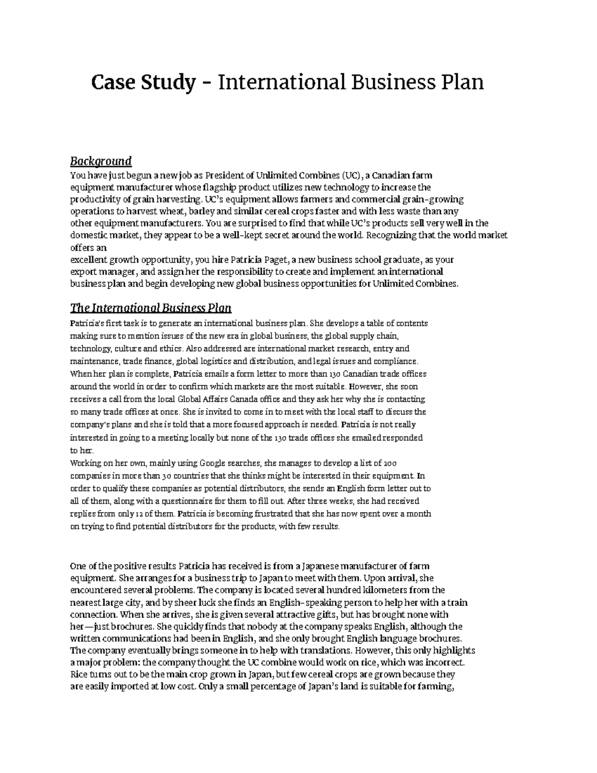 Case Study - None of the year - Case Study - International Business ...