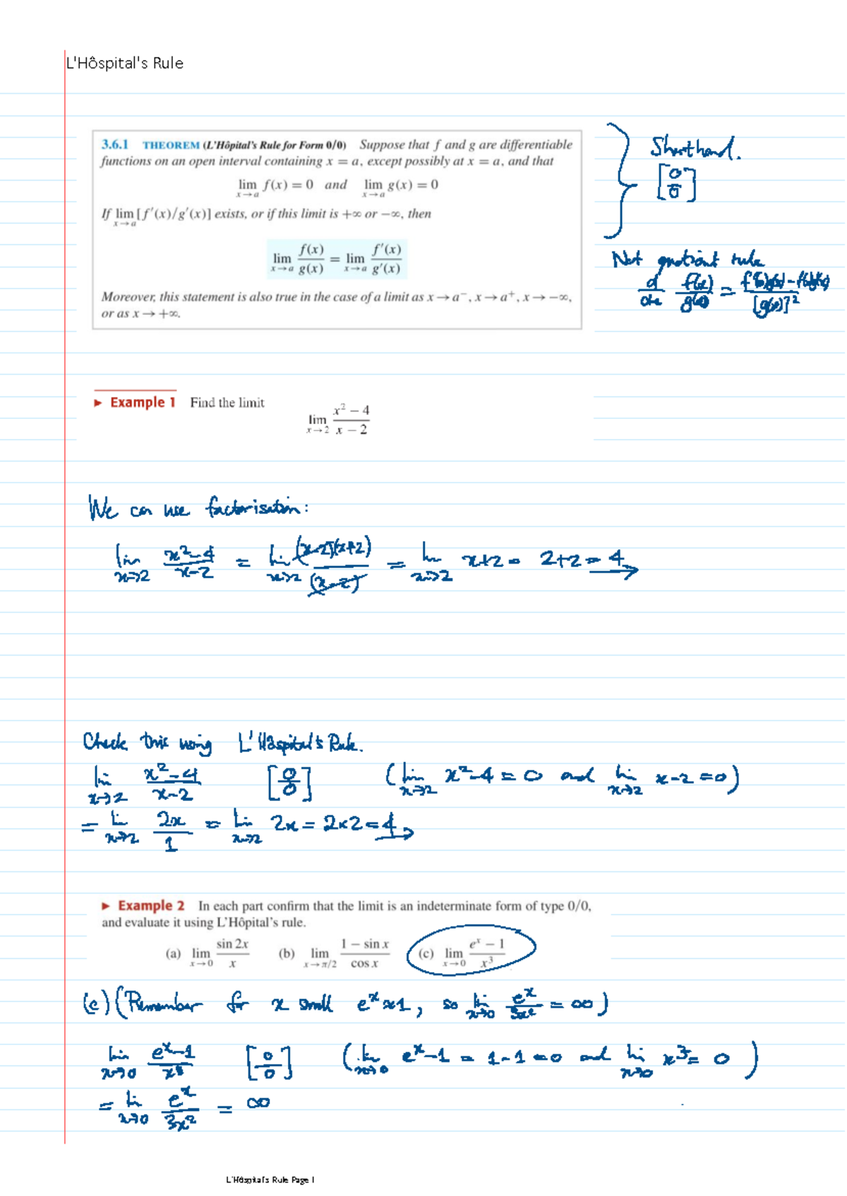Lesson 17 LHospitals Rule Examples - Math 131 - L'Hôspital's Rule ...