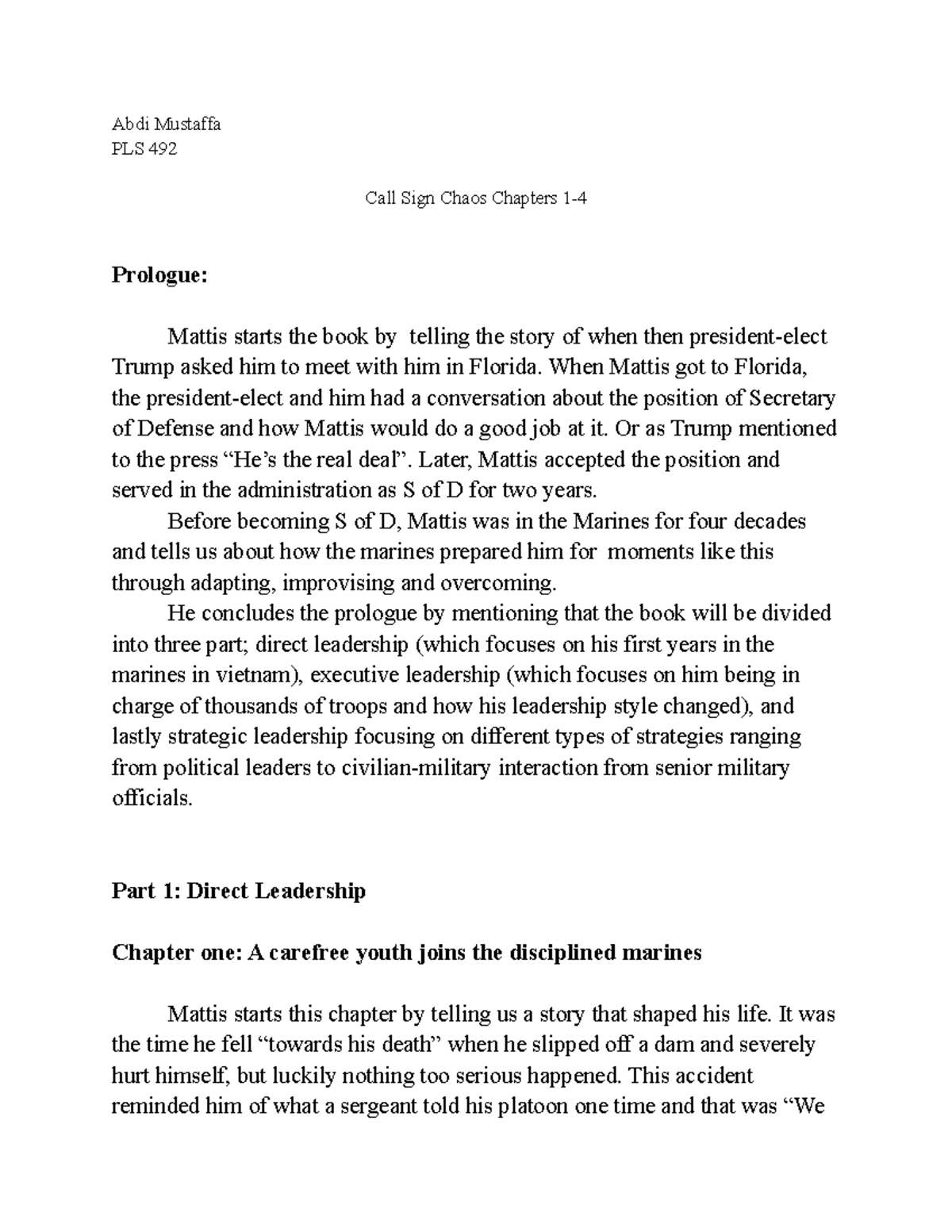 Mattis and West 1-4 - PLS 492 - Abdi Mustaffa PLS 492 Call Sign Chaos ...