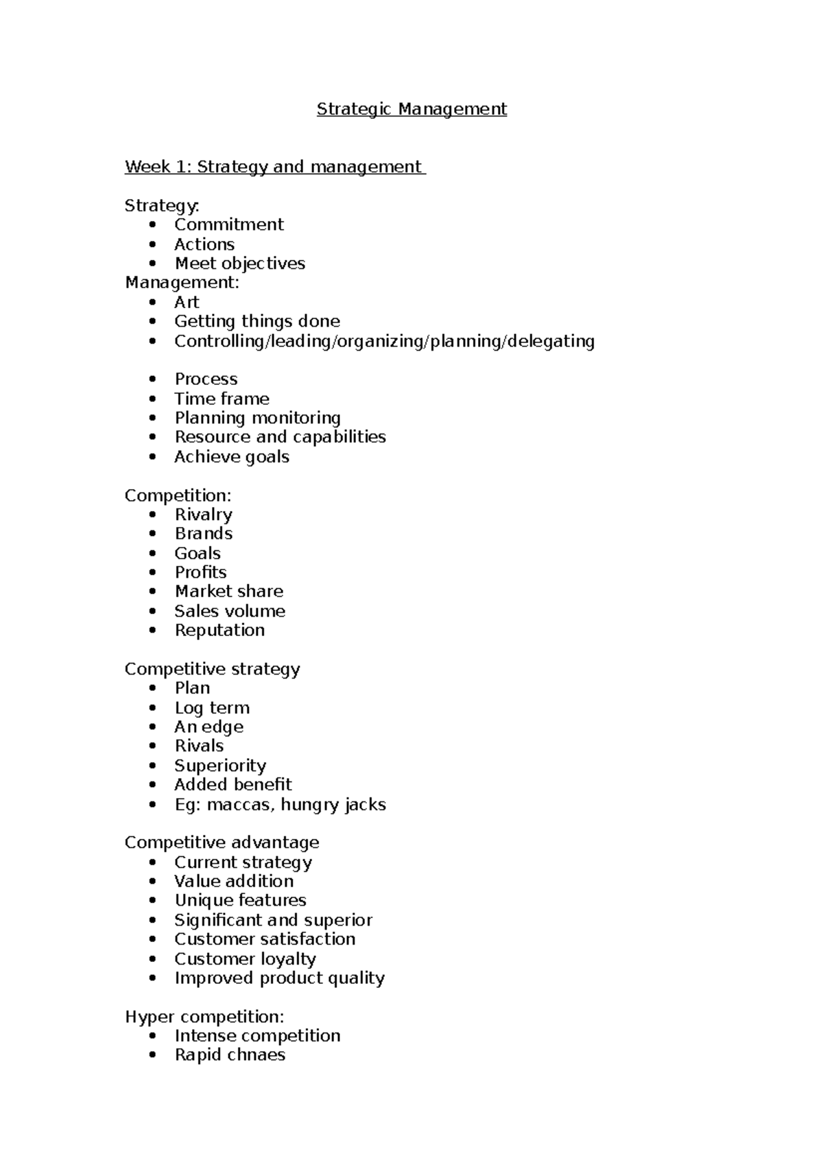 Strategic Management - Lecture/Revision notes - Strategic Management ...