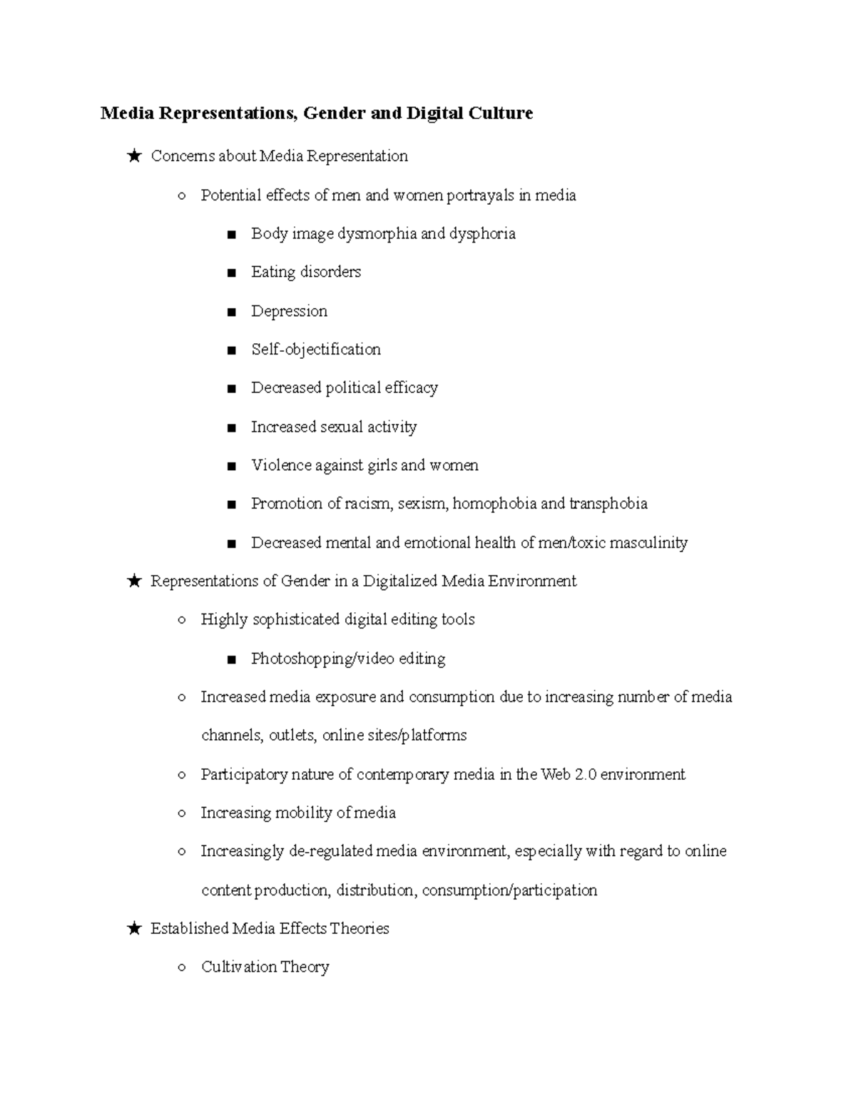 Media Representations, Gender and Digital Culture - Studocu