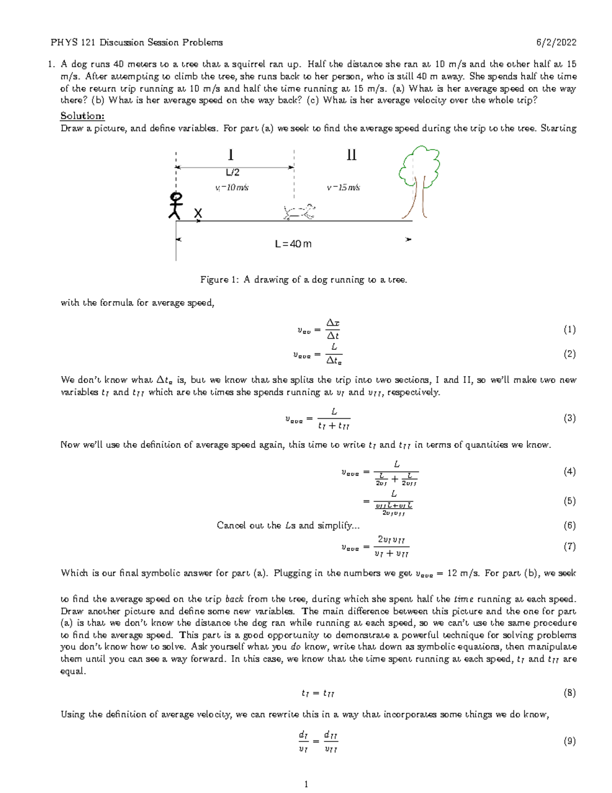 2Jun2022 kinematics solvd - PHYS 121 Discussion Session Problems 6/2/ A ...