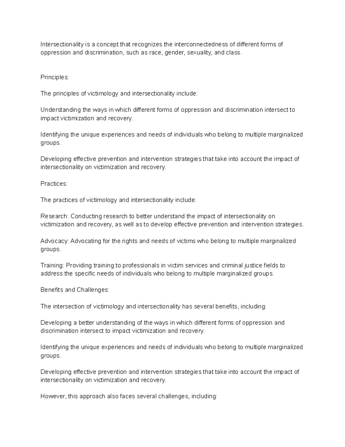 Intersectionality and Victimology - Intersectionality is a concept that ...