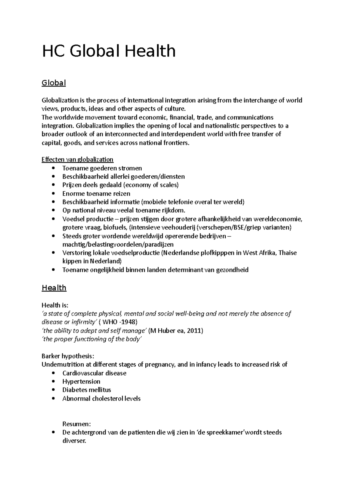 HC Global Health - HC Global Health Global Globalization is the process ...