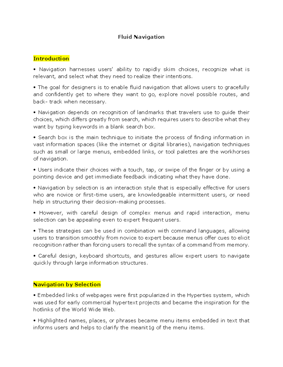 Fluid Navigation - INTECH 3101 - Human Computer Interaction - Fluid Navigation Introduction ...